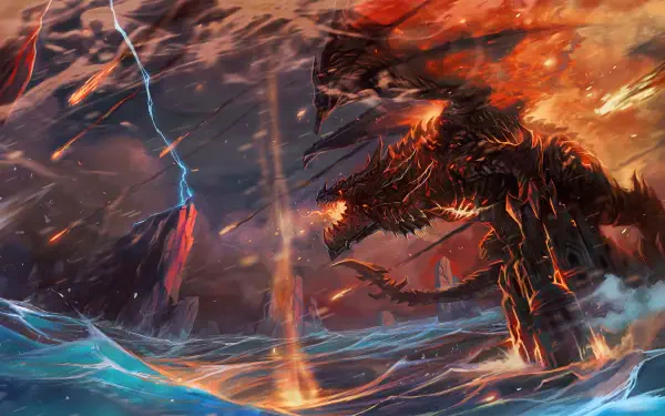 World of Warcraft — Dragon vs Sorcerer Duel (Epic 2K Quad HD Wallpaper)