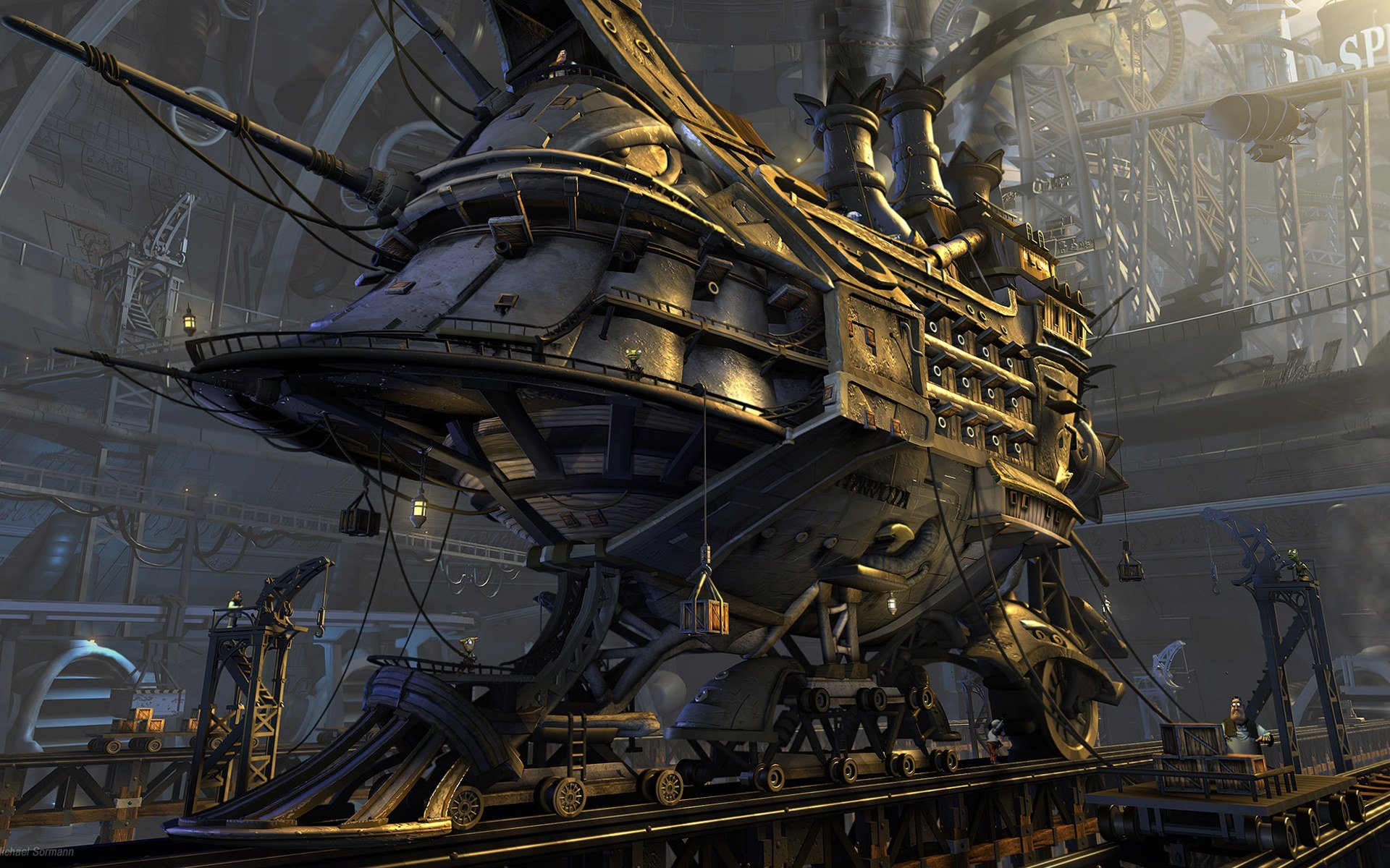 Steampunk Spacecraft: A Stunning HD Wallpaper Adventure