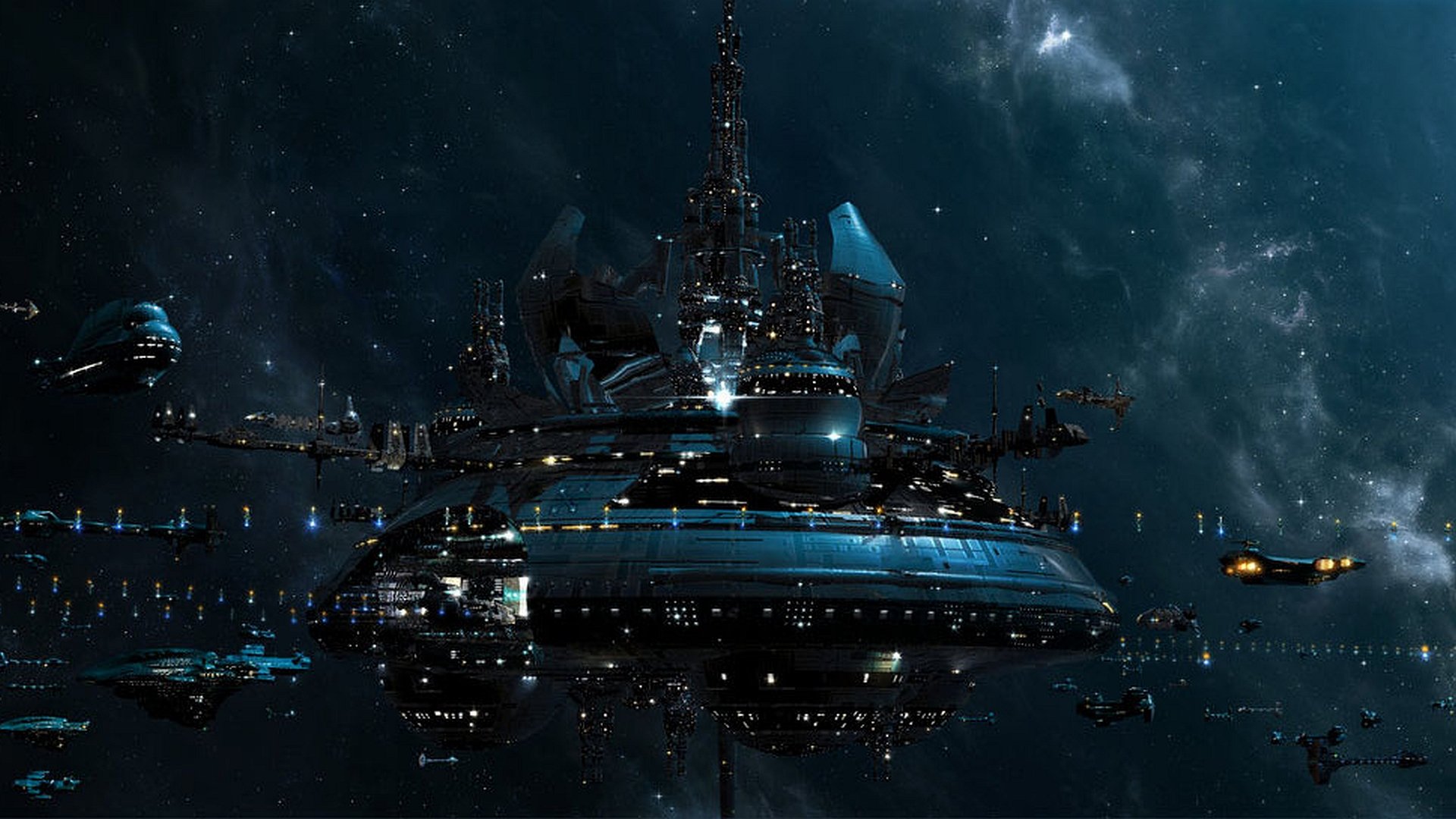 HD Wallpaper of a Stunning Sci-Fi City in Space