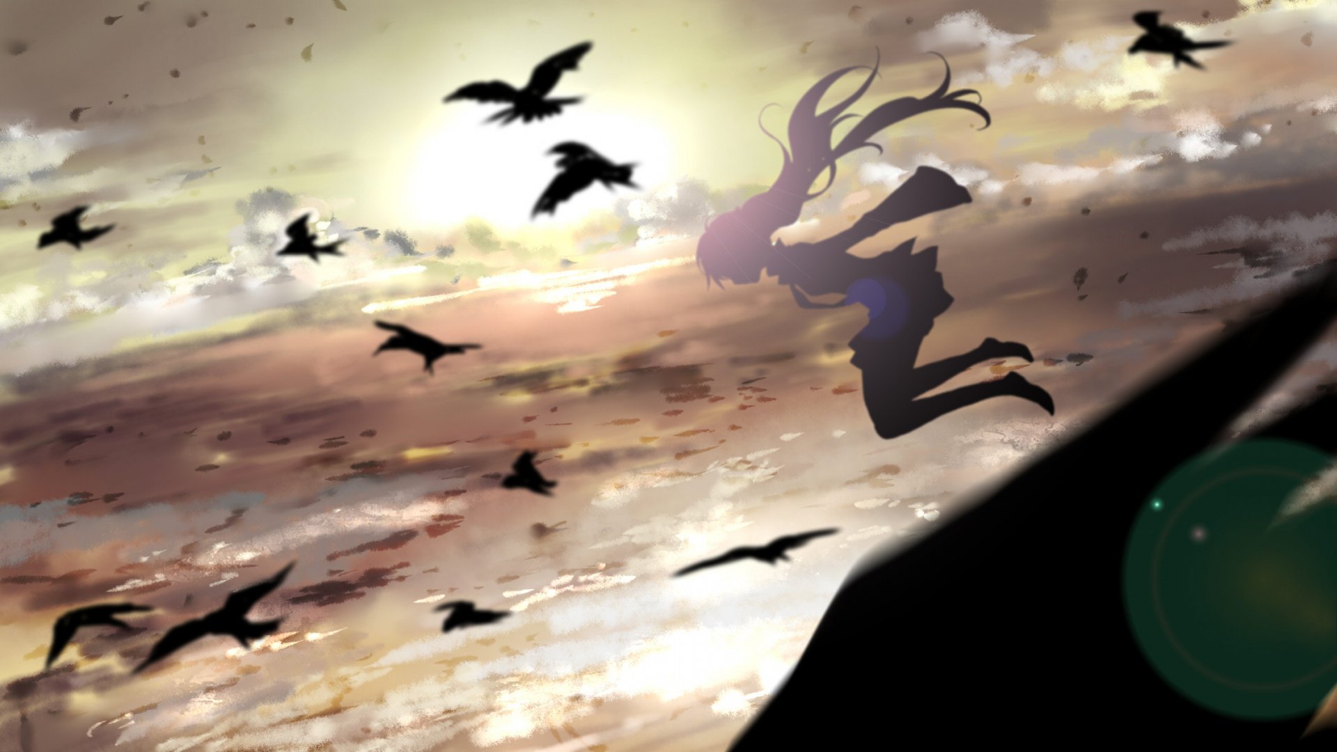 Hatsune Miku Soars Through Crow-Filled Twilight Sky – Stunning Anime HD ...