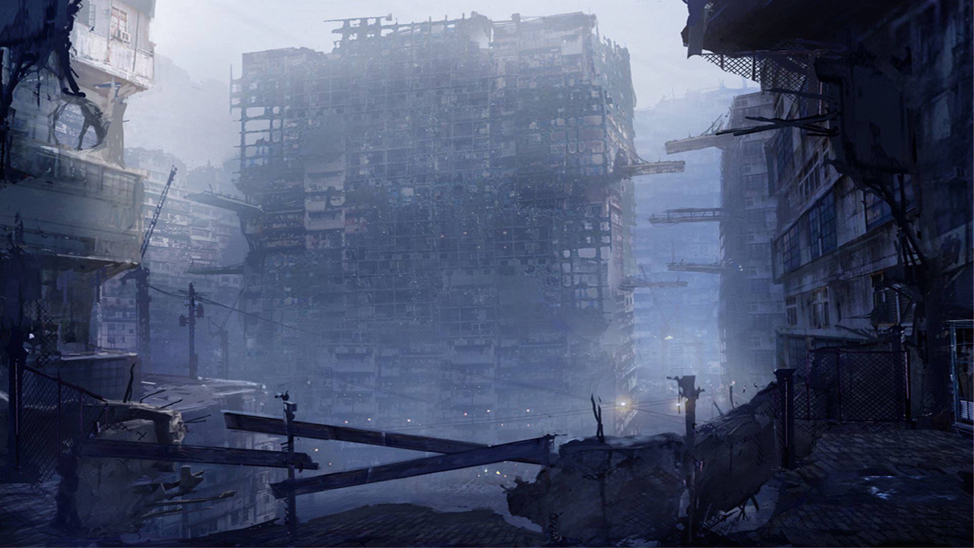 Post-Apocalyptic Sci-Fi Skyline – HD Wallpaper