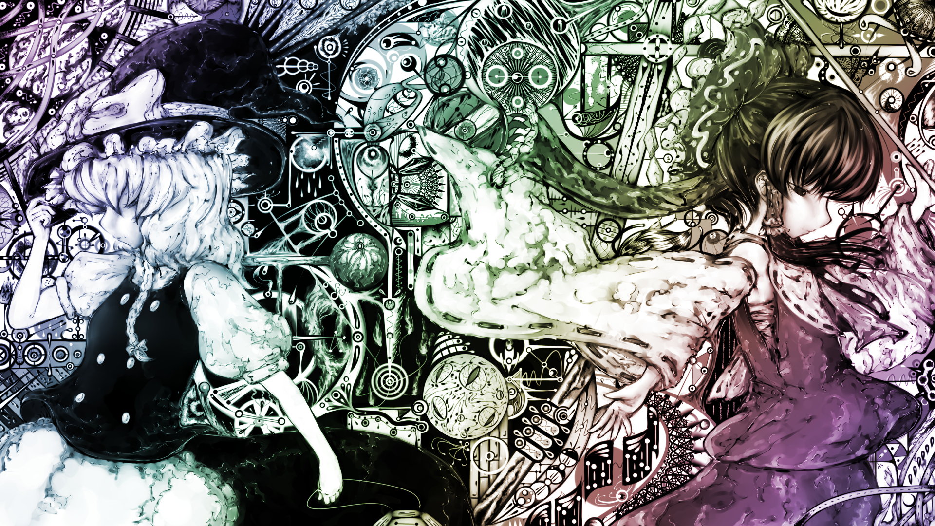 Touhou HD Wallpaper: Reimu & Marisa in Enigmatic Anime Art | 1920x1080 ...