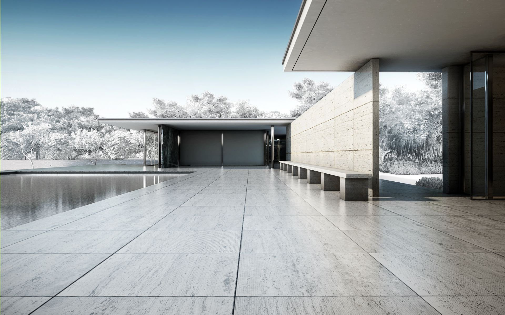 Modern Minimalist Courtyard — Man-Made Place (HD Wallpaper) | 1920x1200 ...