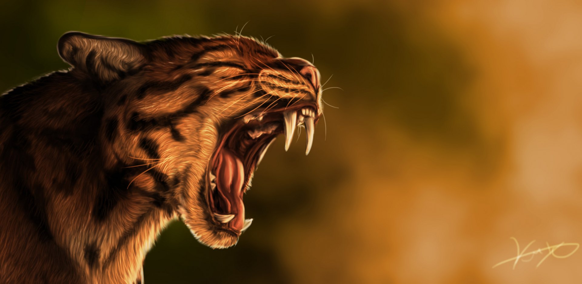 Fierce Wildcat Roar HD Wallpaper