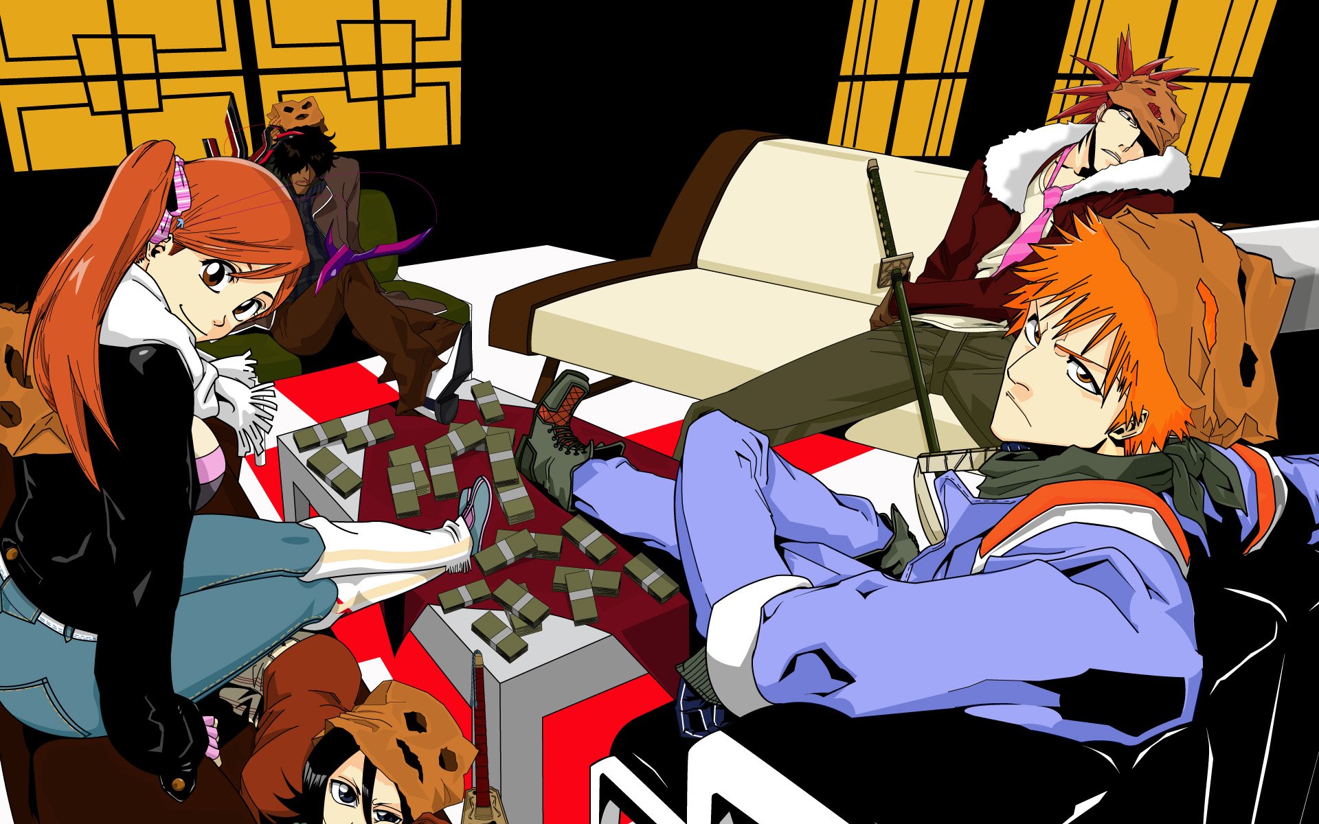 Bleach HD Wallpaper — Ichigo Kurosaki with Rukia, Renji, Yasutora ...