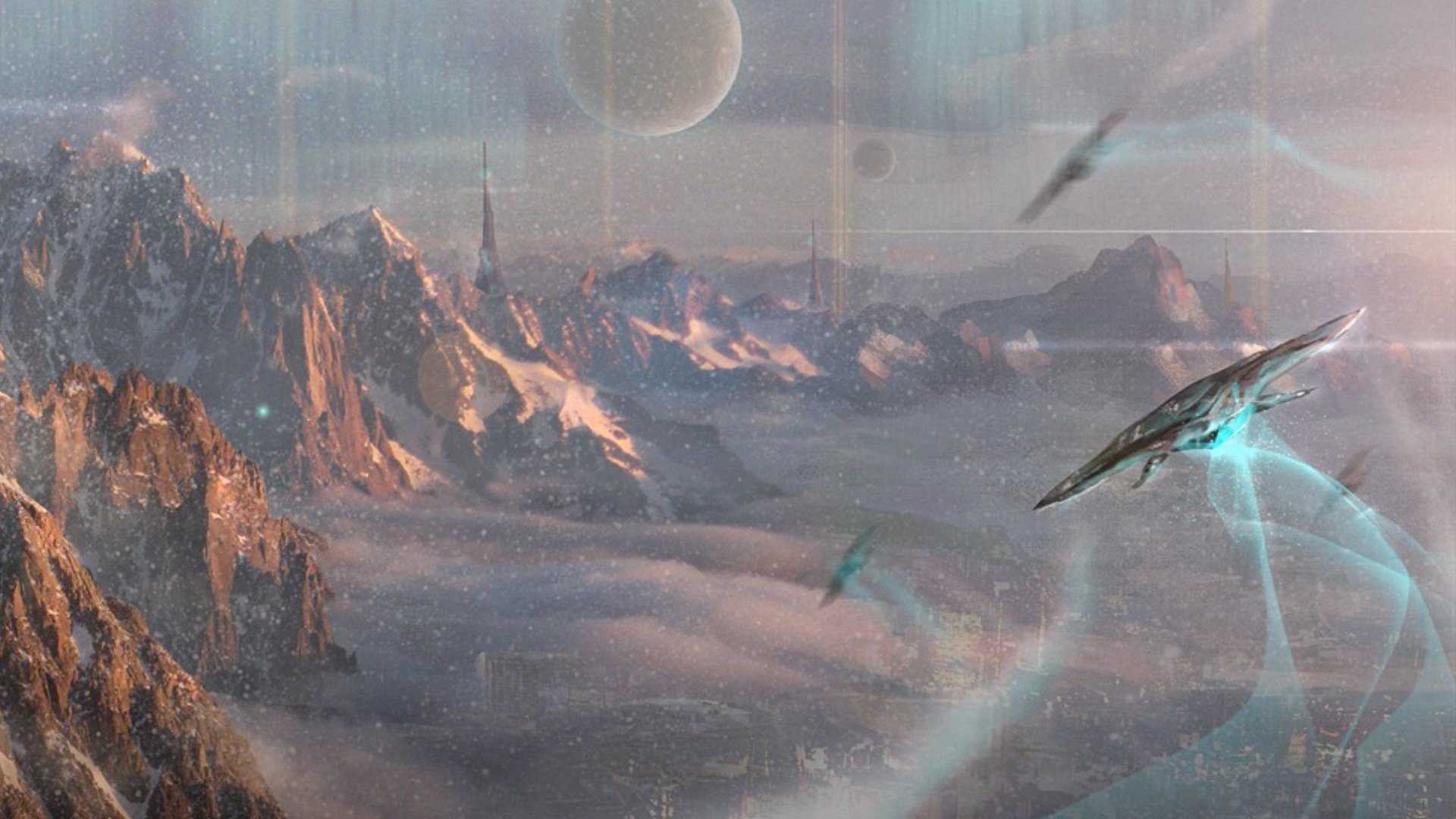 Celestial Skimmer — Spaceship Over Frostworld