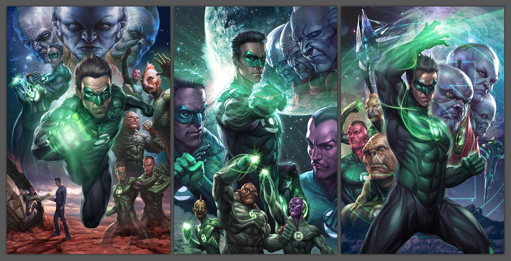 Green Lantern HD Comic Heroes: Epic Cosmic Battle Wallpaper | 1732x886 ...