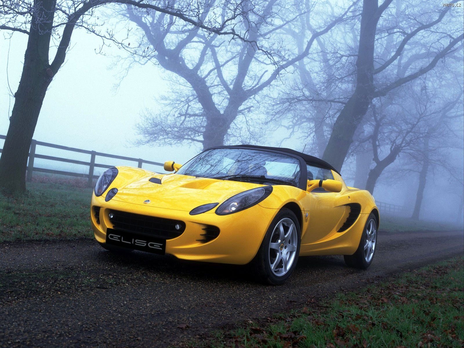 Sleek Yellow Lotus: HD Wallpaper of a Stunning Sports Car in Misty Setting