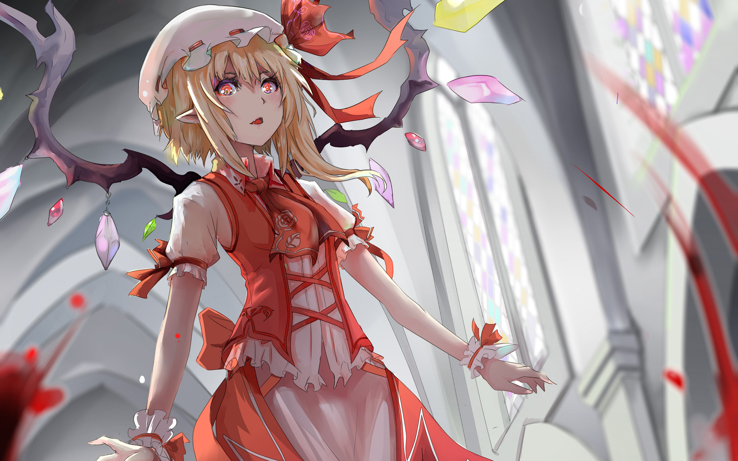 Flandre Scarlet: Blonde Vampire Anime HD Wallpaper