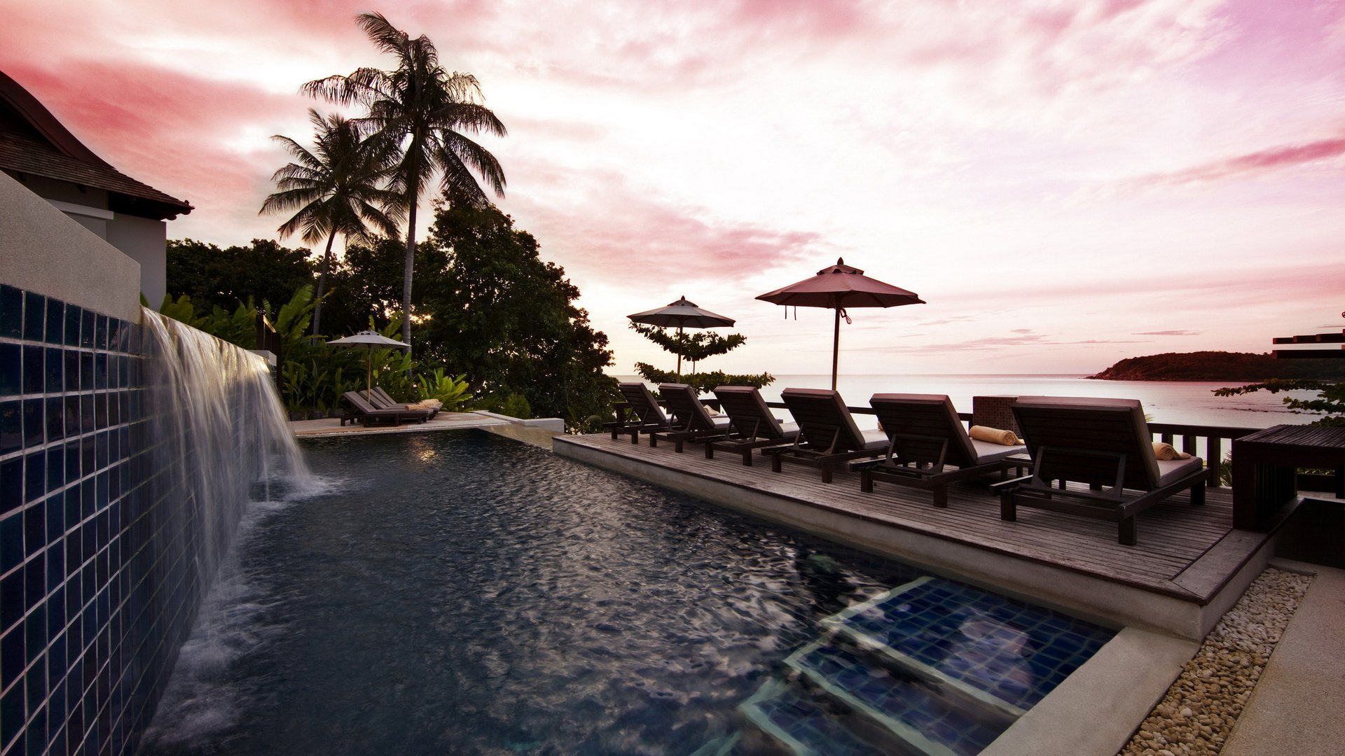 Sunset Resort Infinity Pool — HD Wallpaper | 1920x1080 | Wallpaper Abyss