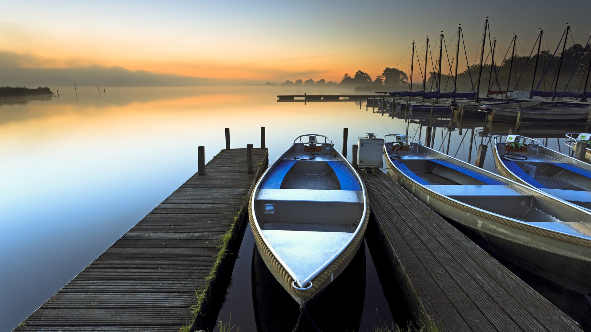 Dawn at the Dock — HD Boat Wallpaper
