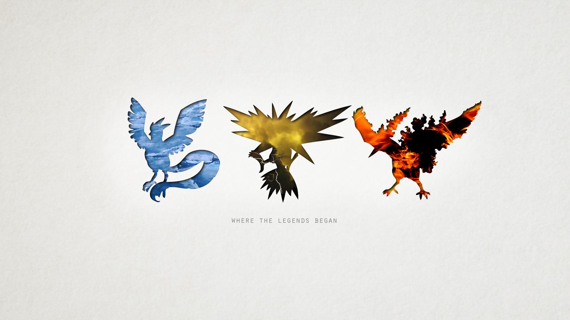 Legendary Pokémon Trio HD Wallpaper – Articuno, Zapdos & Moltres Spotlight