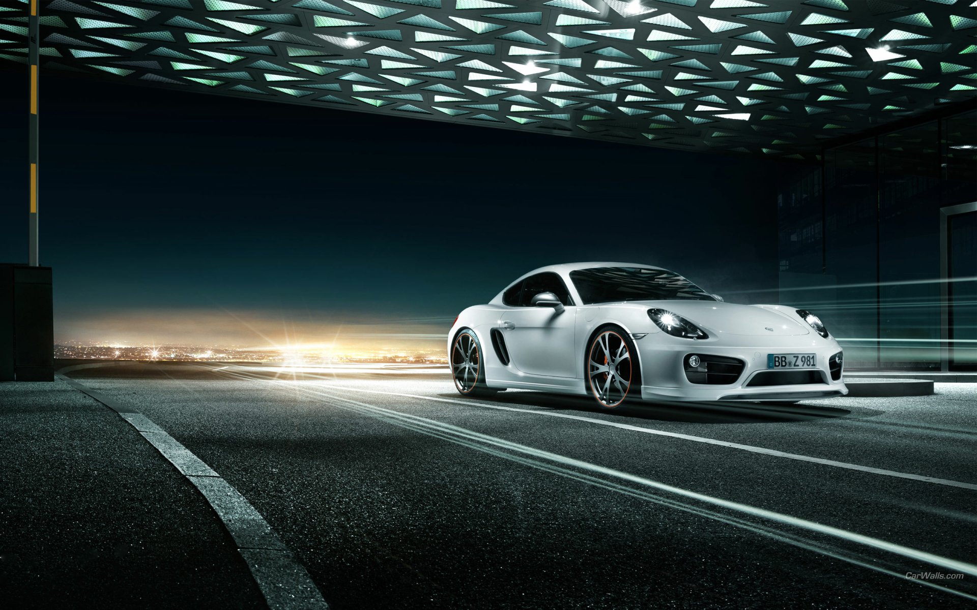 HD Porsche Power: Sleek Vehicle Under Urban Night Lights