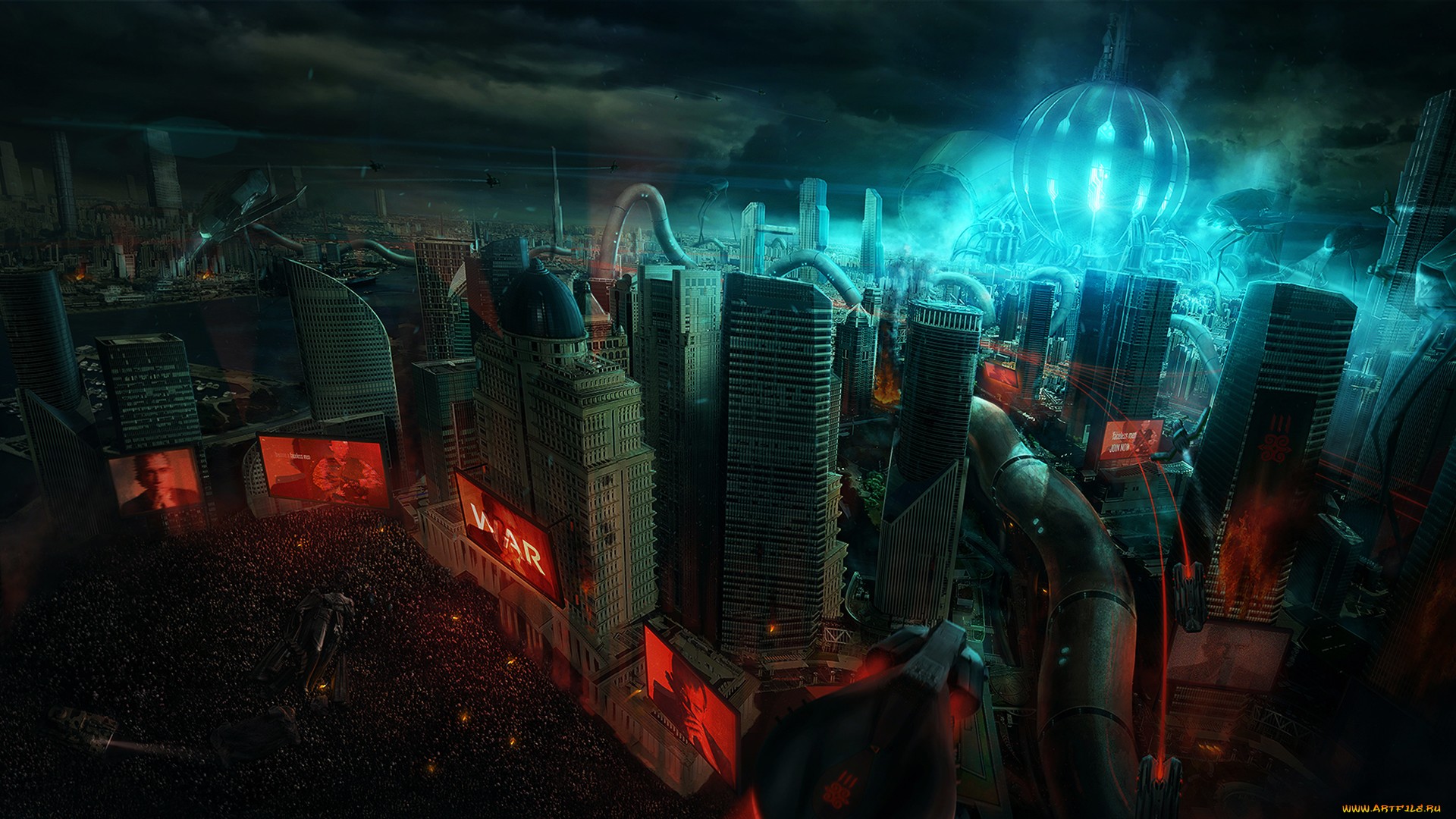 Sci-Fi Cityscape HD Wallpaper: A Futuristic Vision by Erik Schumacher