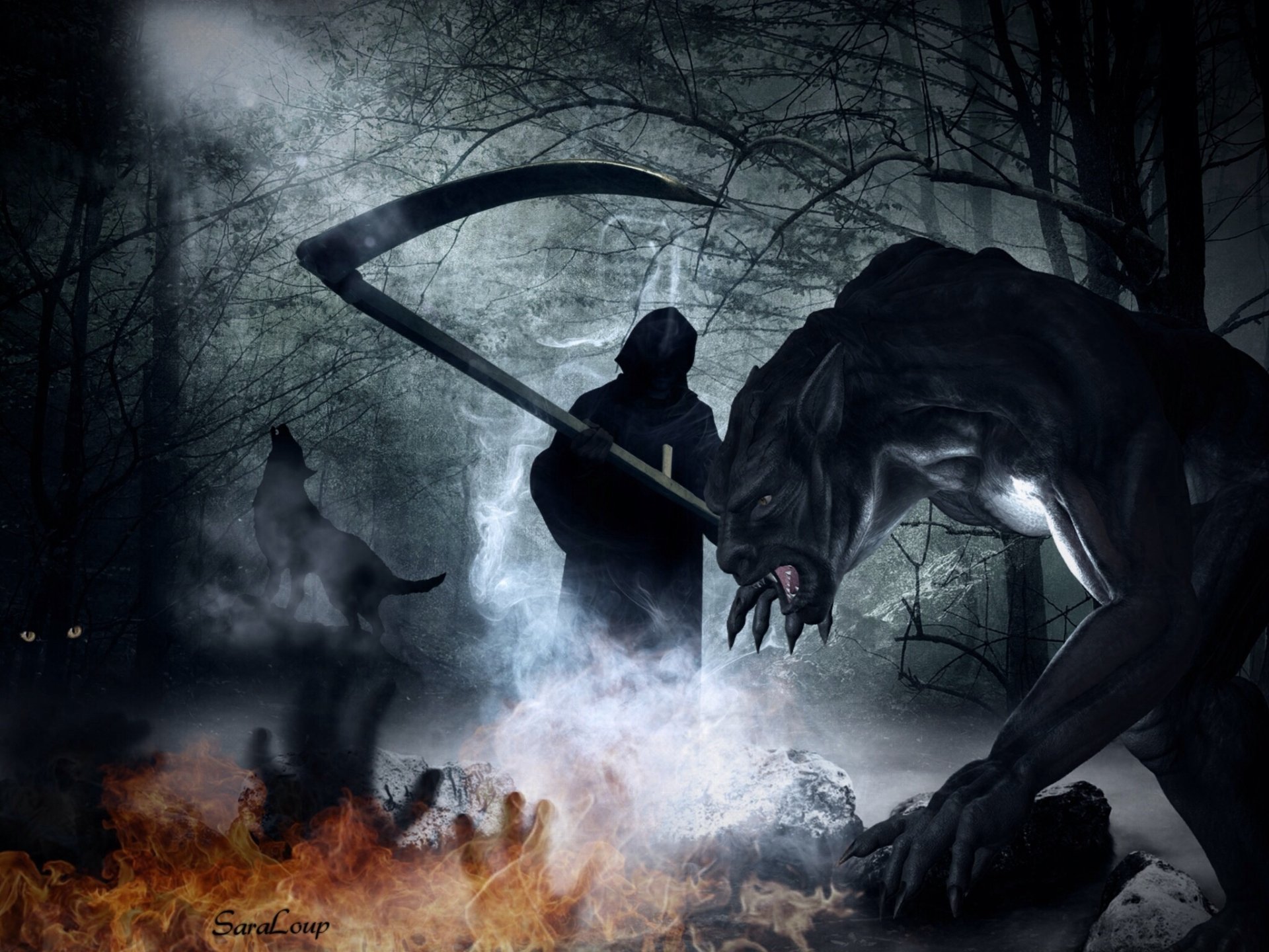 Download Dark Werewolf HD Wallpaper by SaraLoup