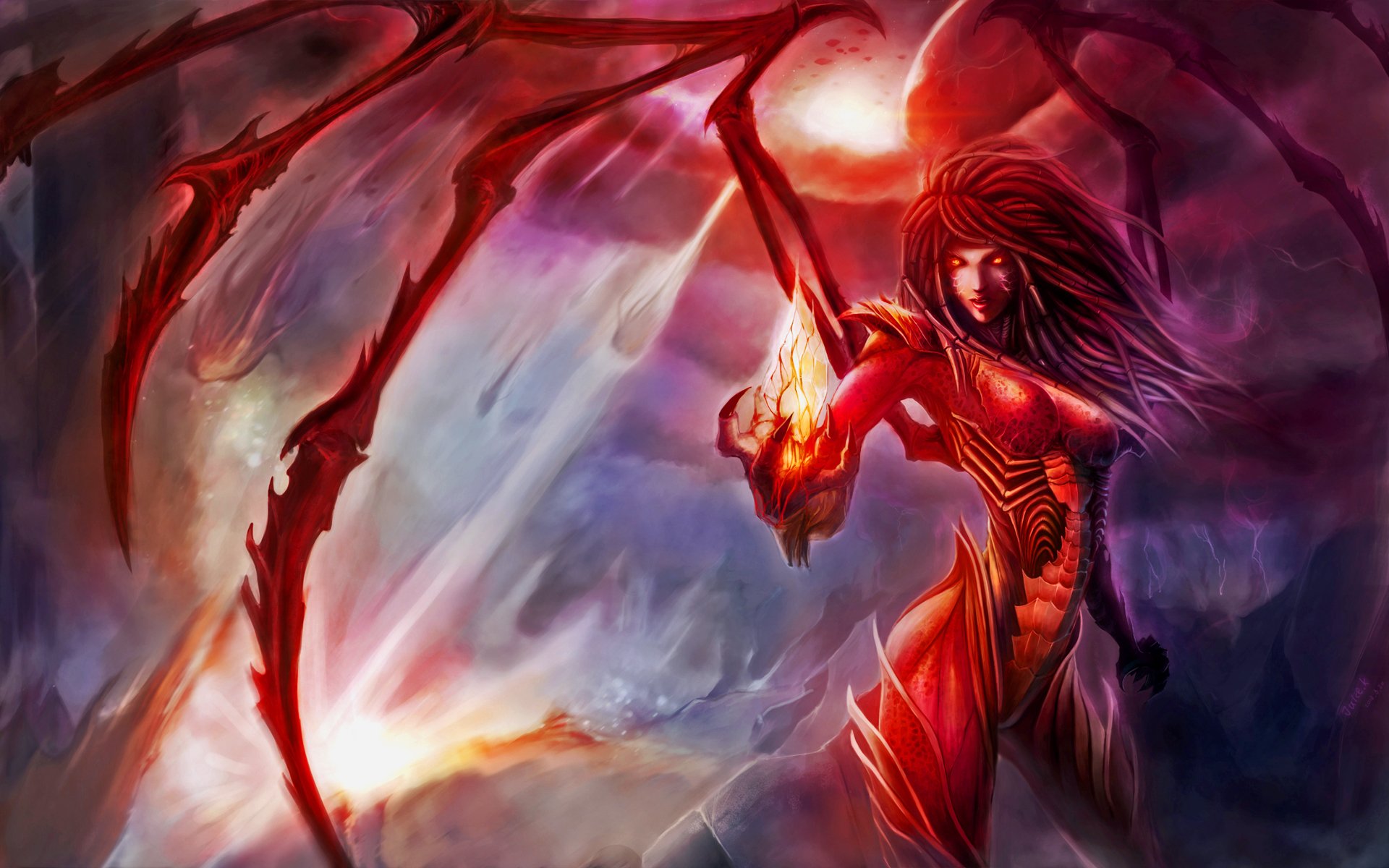StarCraft HD Wallpaper: Fiery Zerg Queen in Epic Battle Scene ...