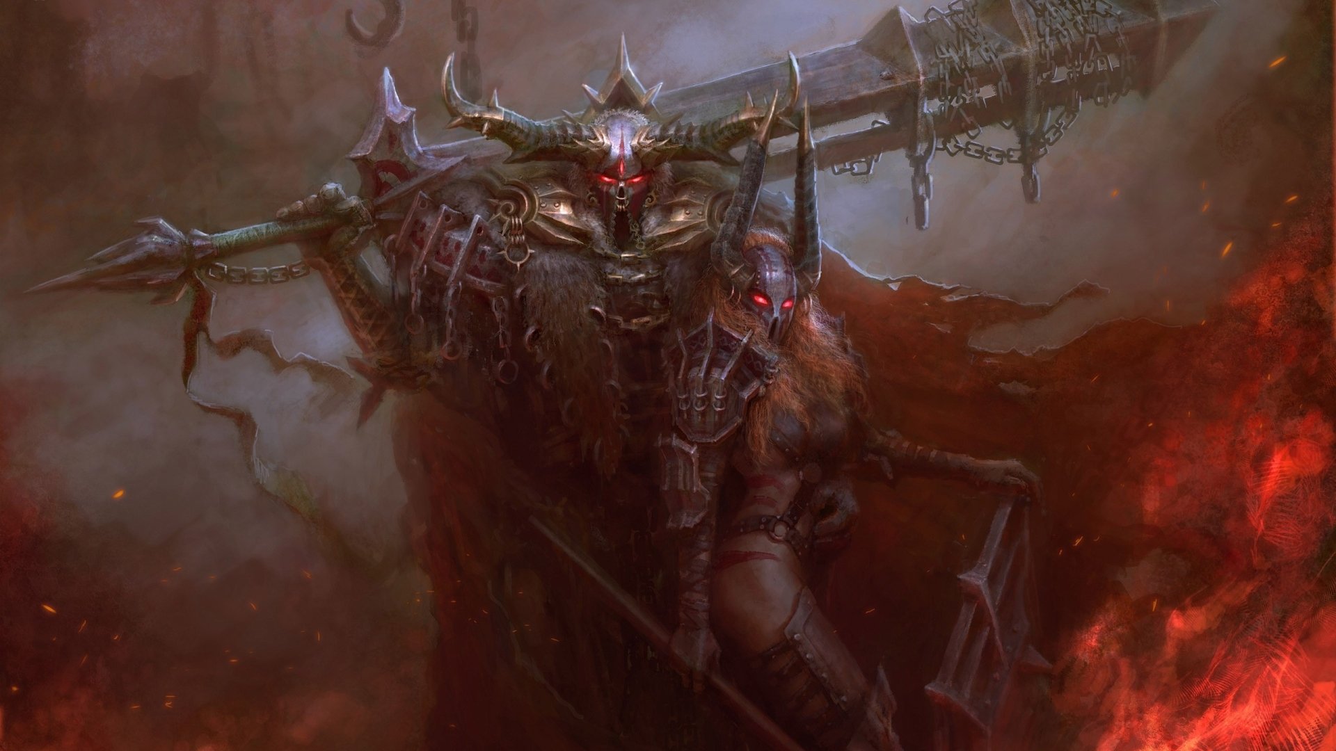 Dark Warrior HD Wallpaper: A Powerful Vision of Battle by Xiaoyu Wang