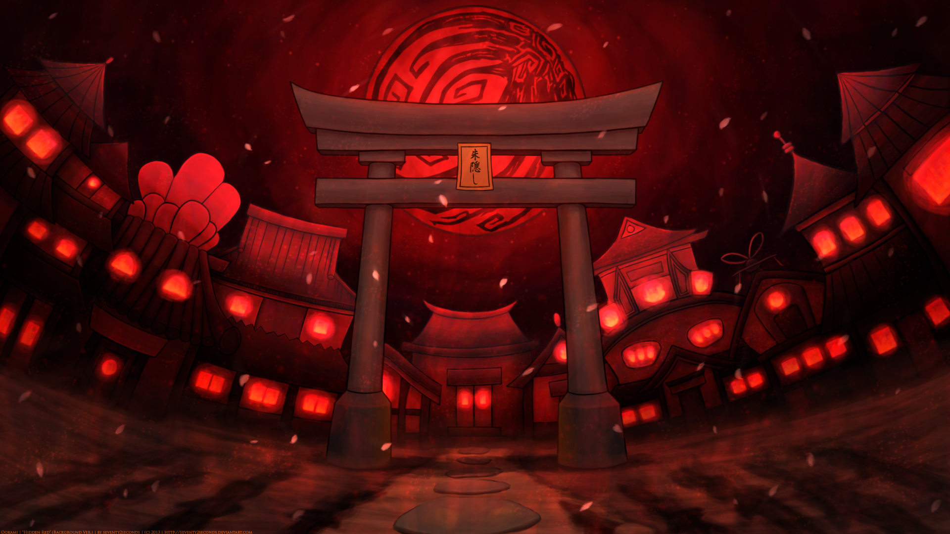 Ōkami HD Wallpaper: Mystical Torii Gateway in Fiery Nightscape by ...