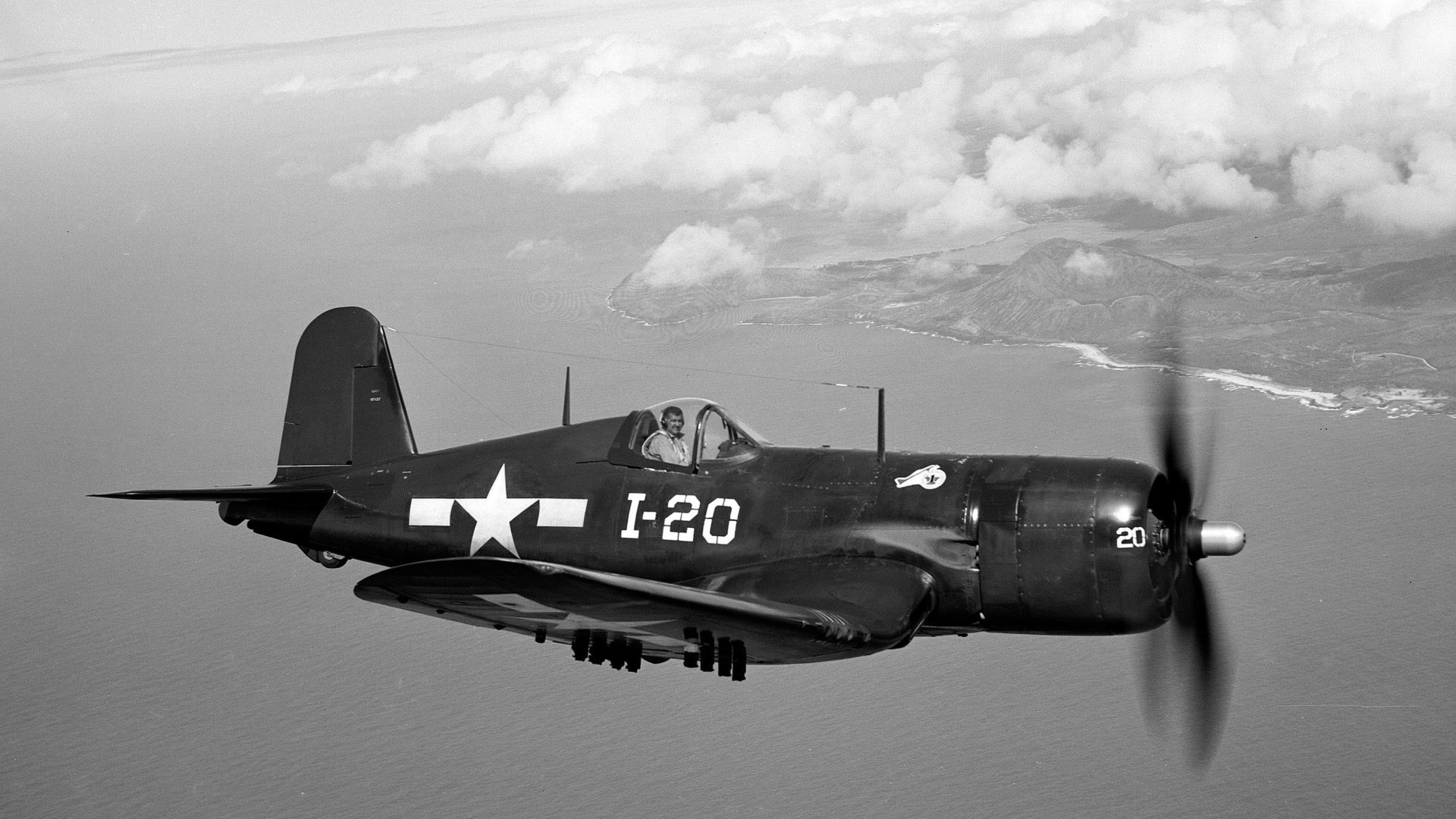 HD Military Wall Art: Iconic Vought F4U Corsair in Flight