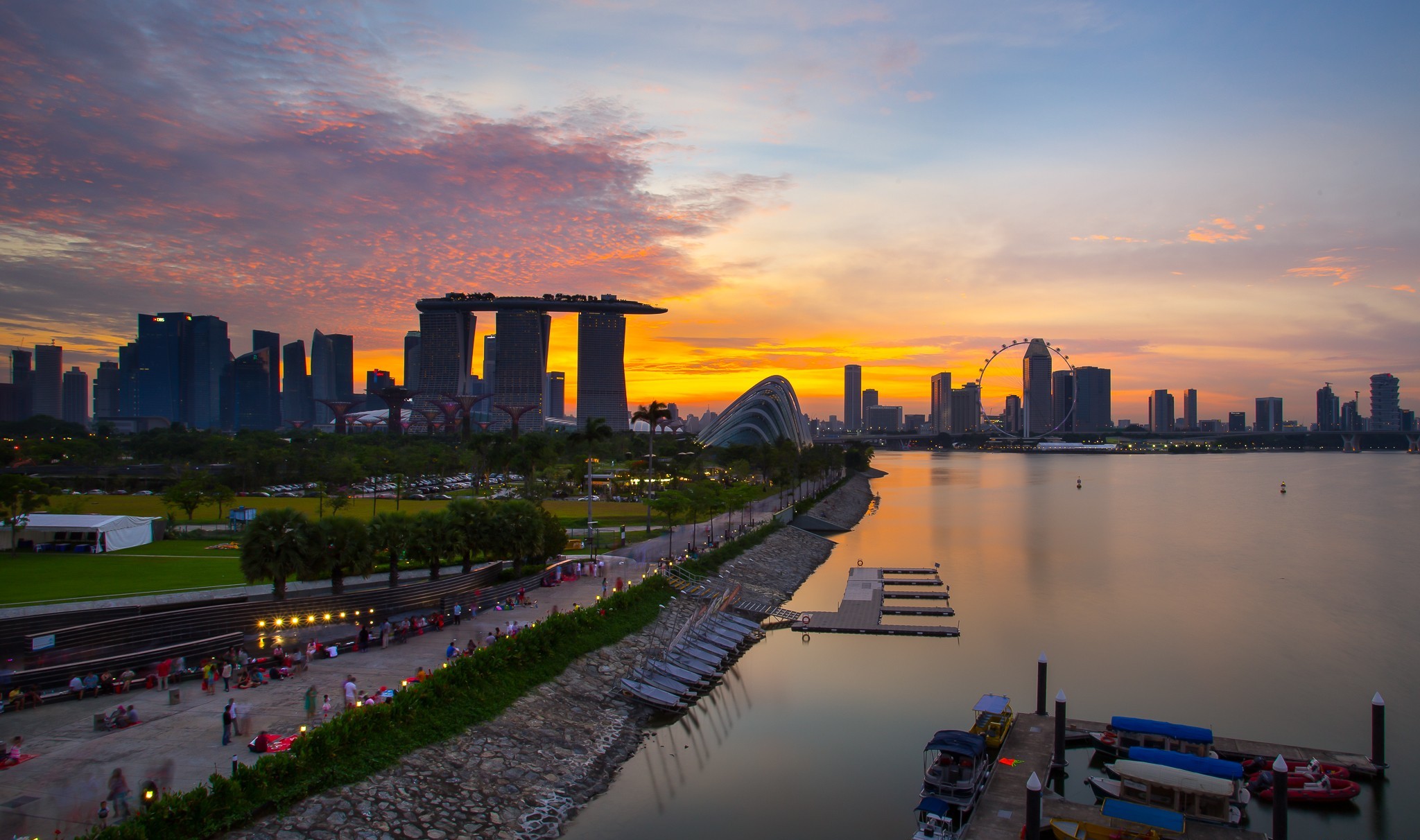 Download Sunset Marina Bay Sands Man Made Singapore HD Wallpaper