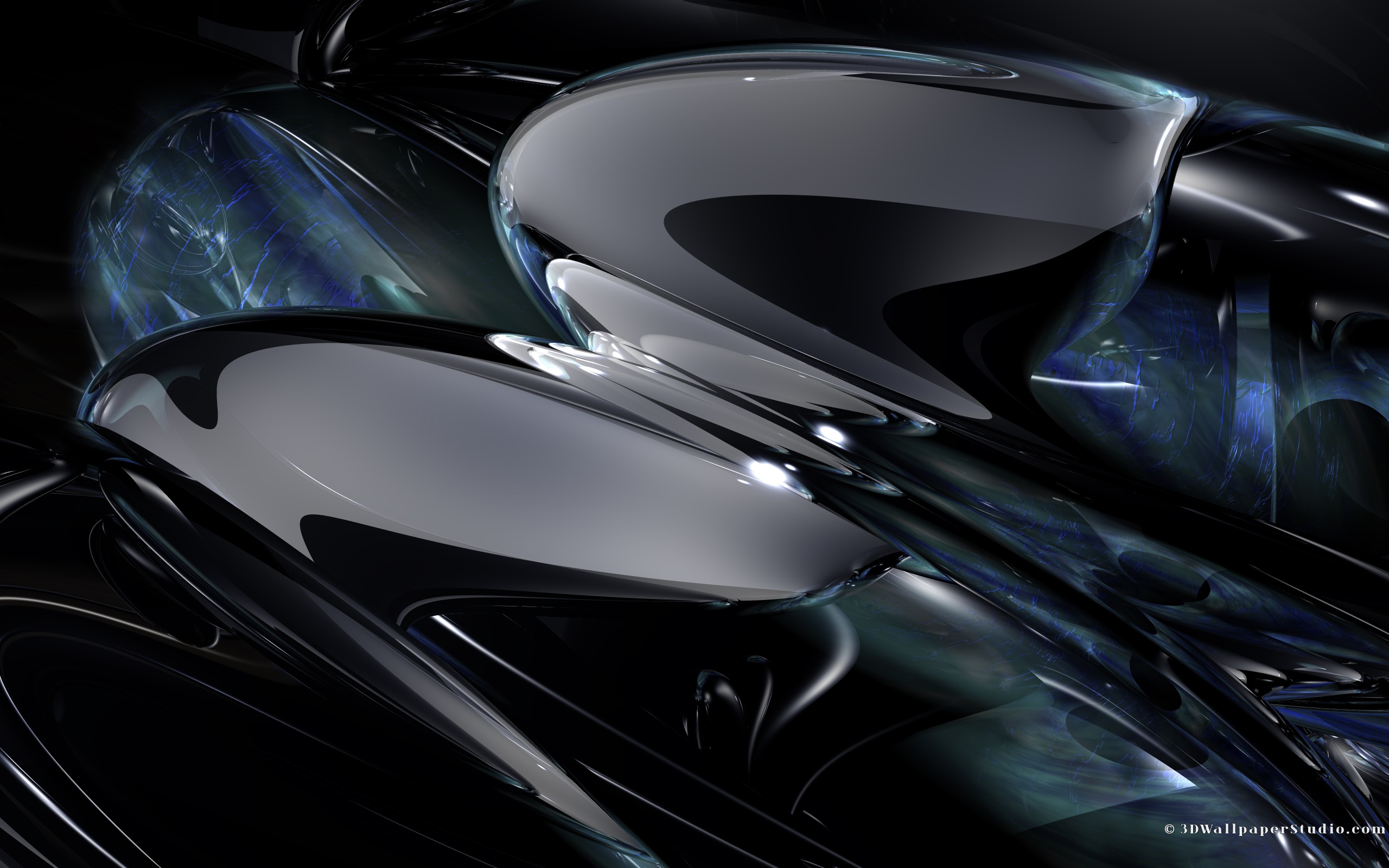 Abstract Black Fractal: Monochrome HD Wallpaper