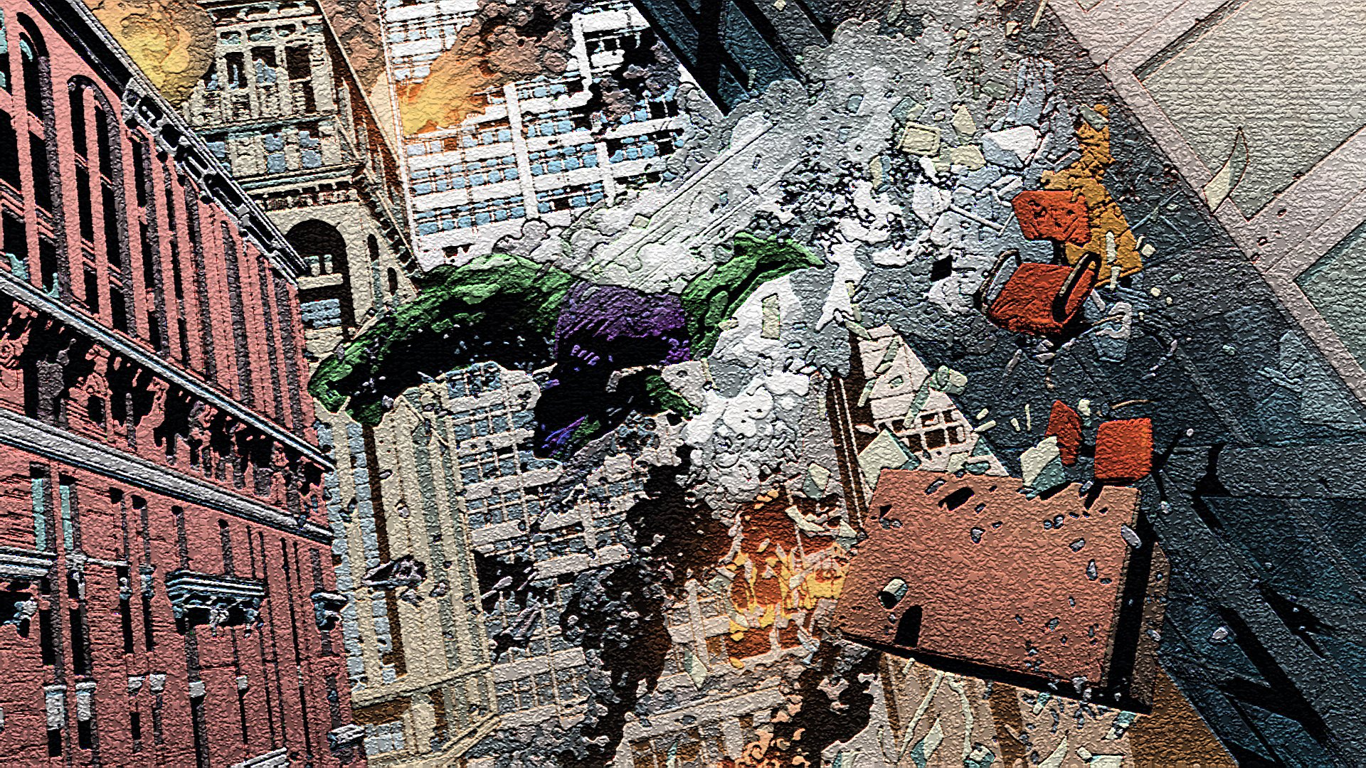 HD Comic Hulk Smash: Epic City Destruction Wallpaper