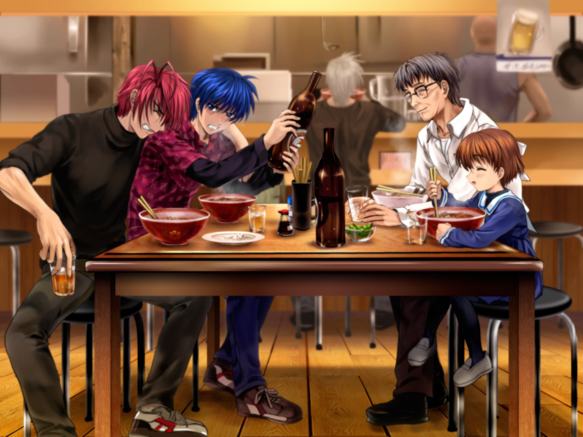 Clannad HD: Okazaki Family Reunion with Naoyuki, Tomoya, Ushio & Akio