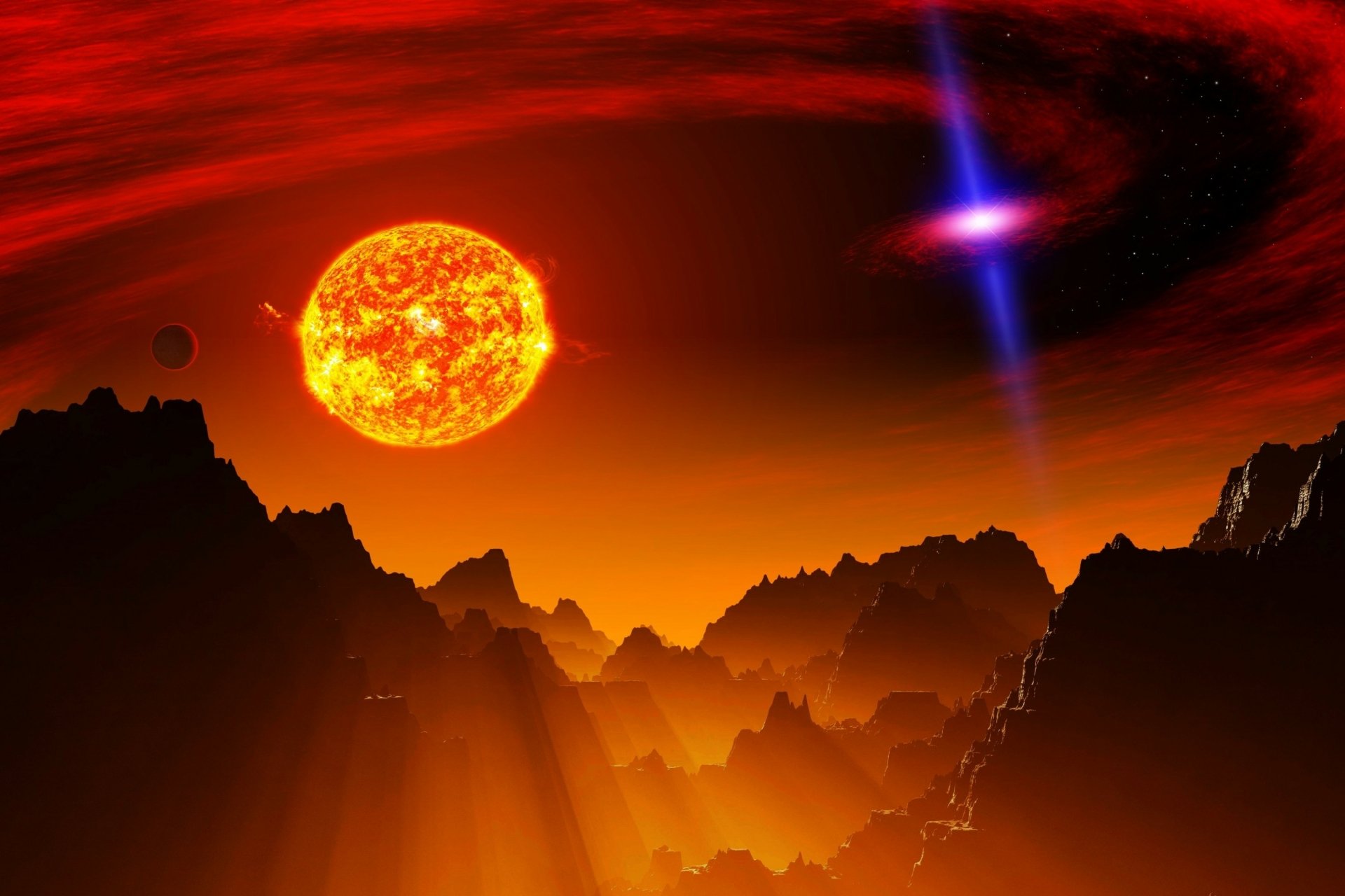 Download Galaxy Sun Sci Fi Landscape HD Wallpaper by uxmal750ad