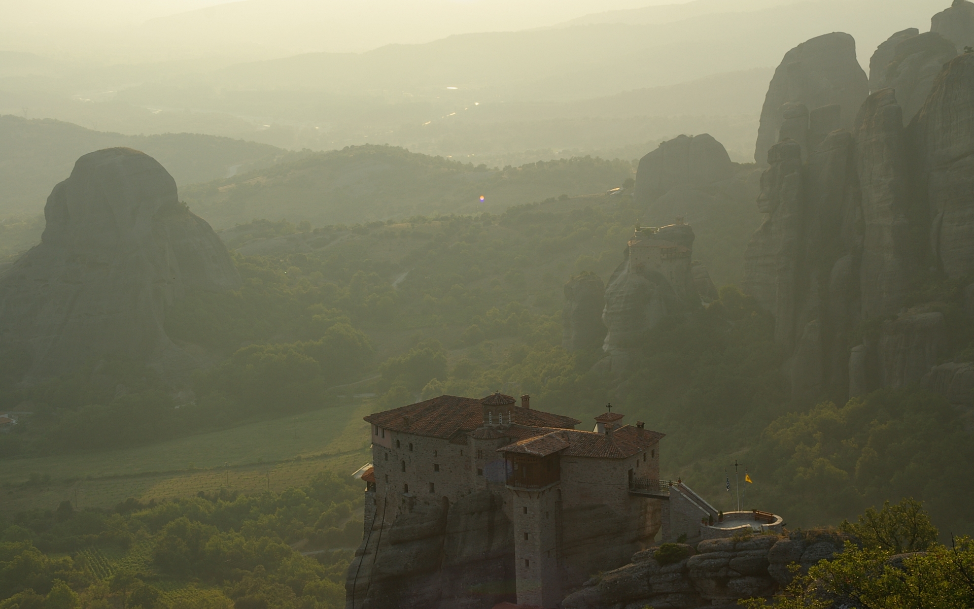 Download Landscape Monastery Greece Religious Meteora HD Wallpaper by ...