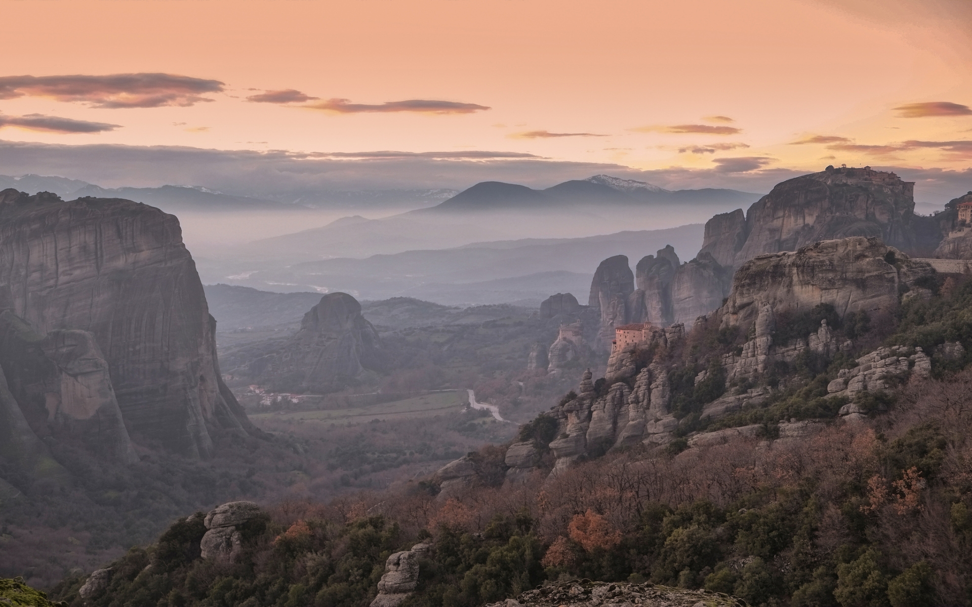 Download Landscape Monastery Greece Religious Meteora HD Wallpaper by ...