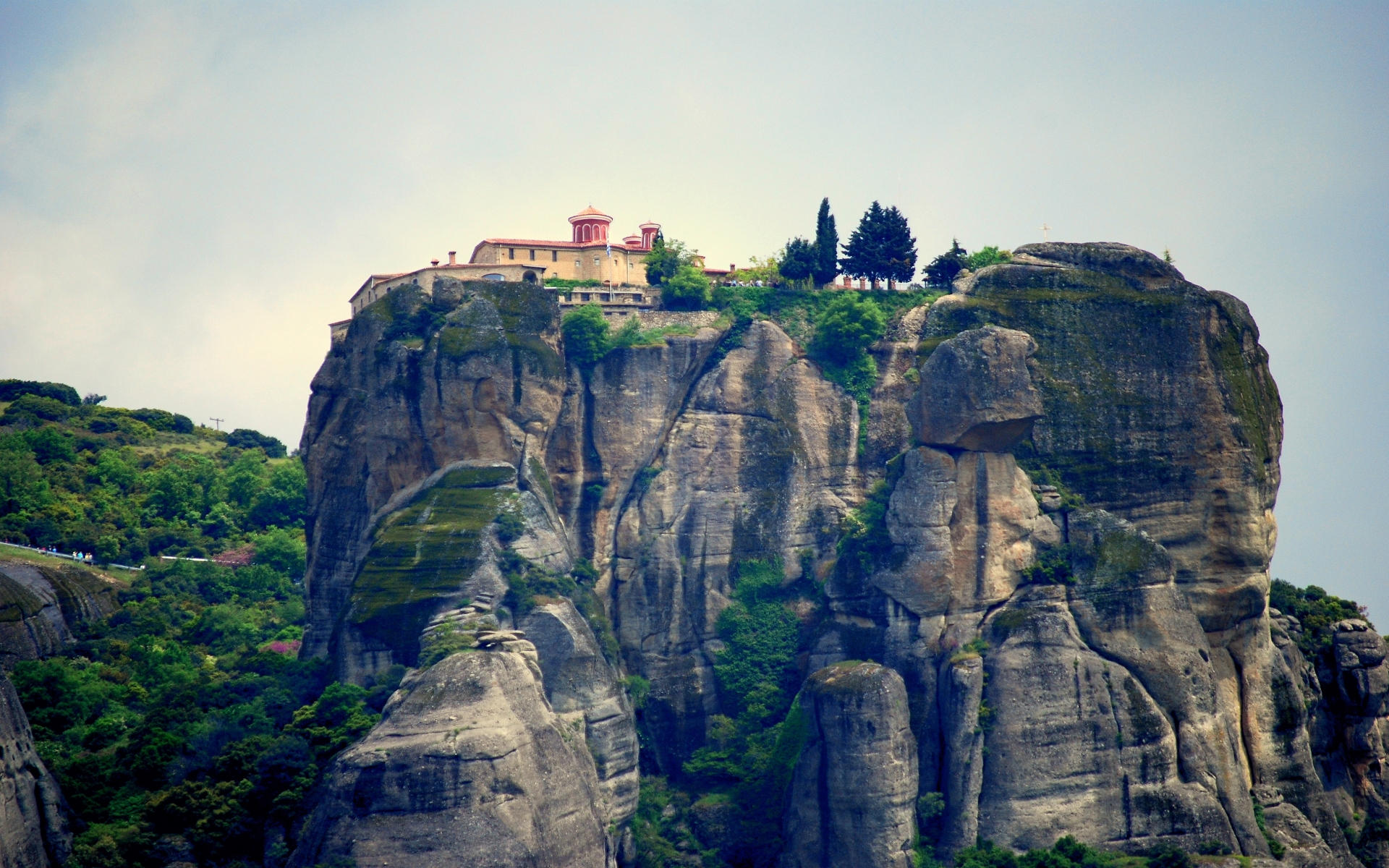 Download Sunset Monastery Greece Religious Meteora 4k Ultra HD Wallpaper