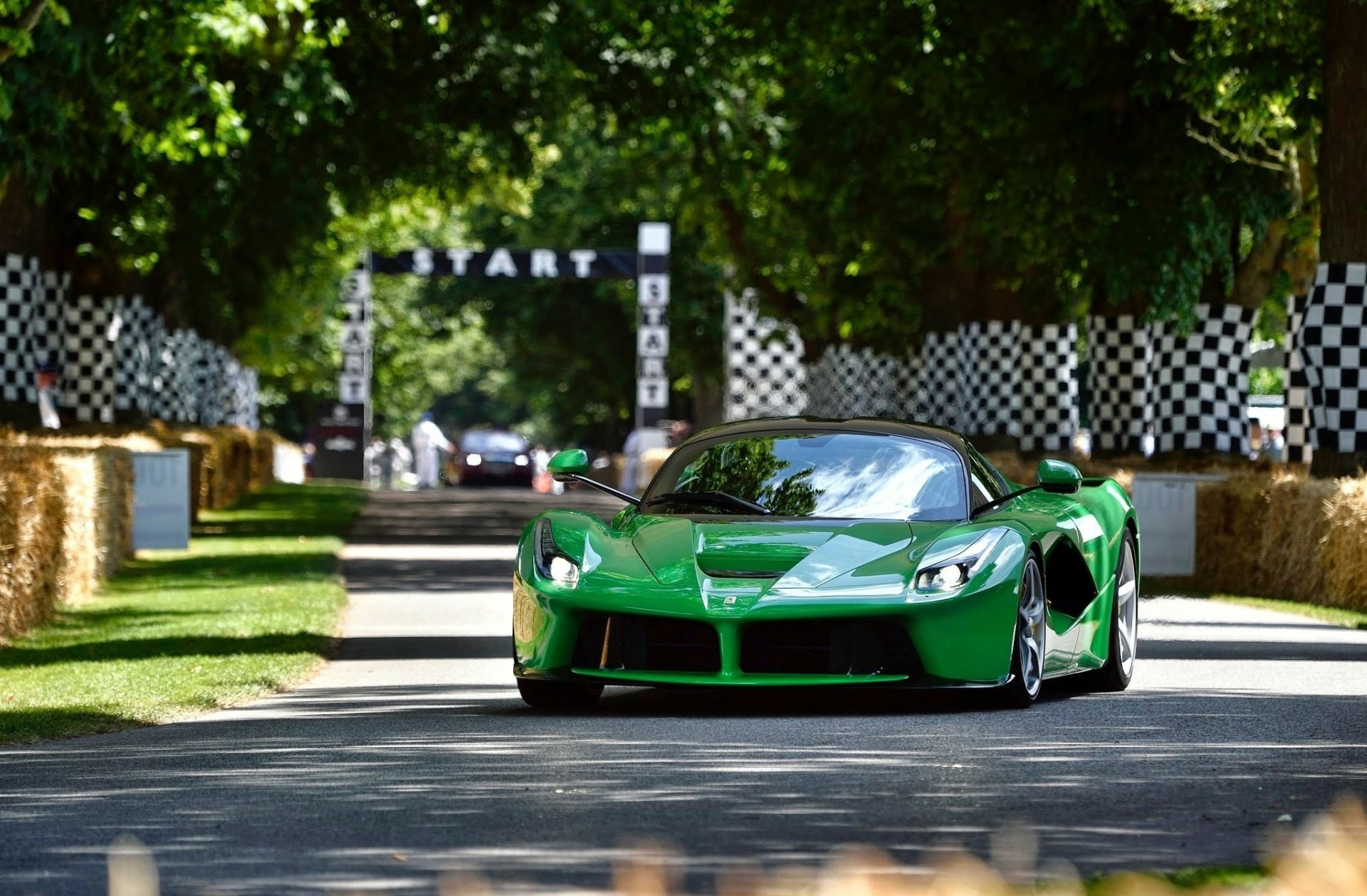 Stunning Green Ferrari LaFerrari HD Wallpaper on the Road