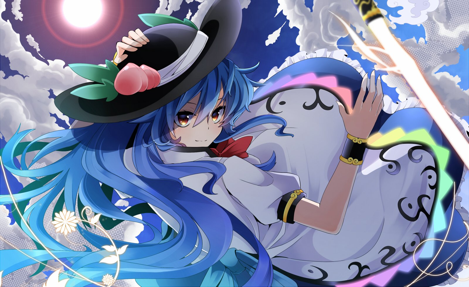 Tenshi Hinanawi HD Anime Wallpaper – Vibrant Touhou Artistry
