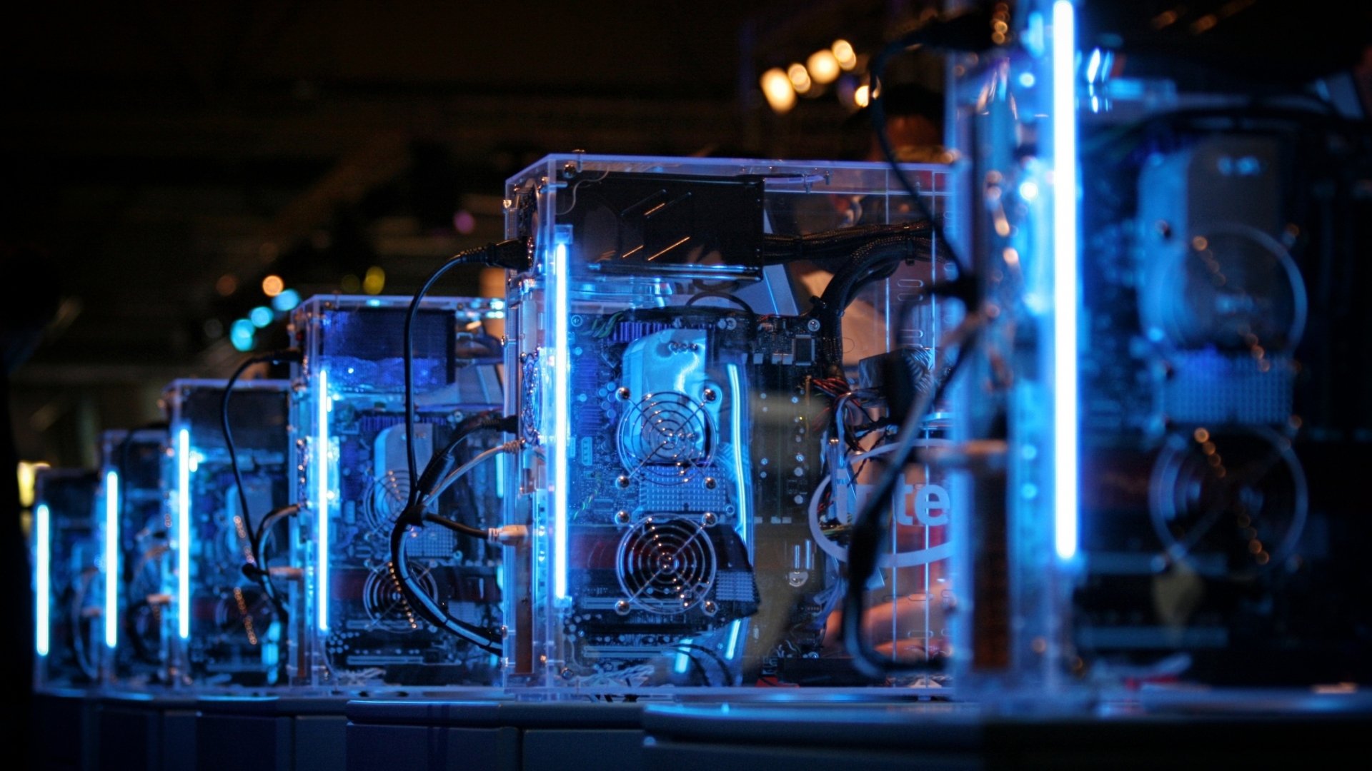 HD Wallpaper: Futuristic Computer Technology in Blue Glow