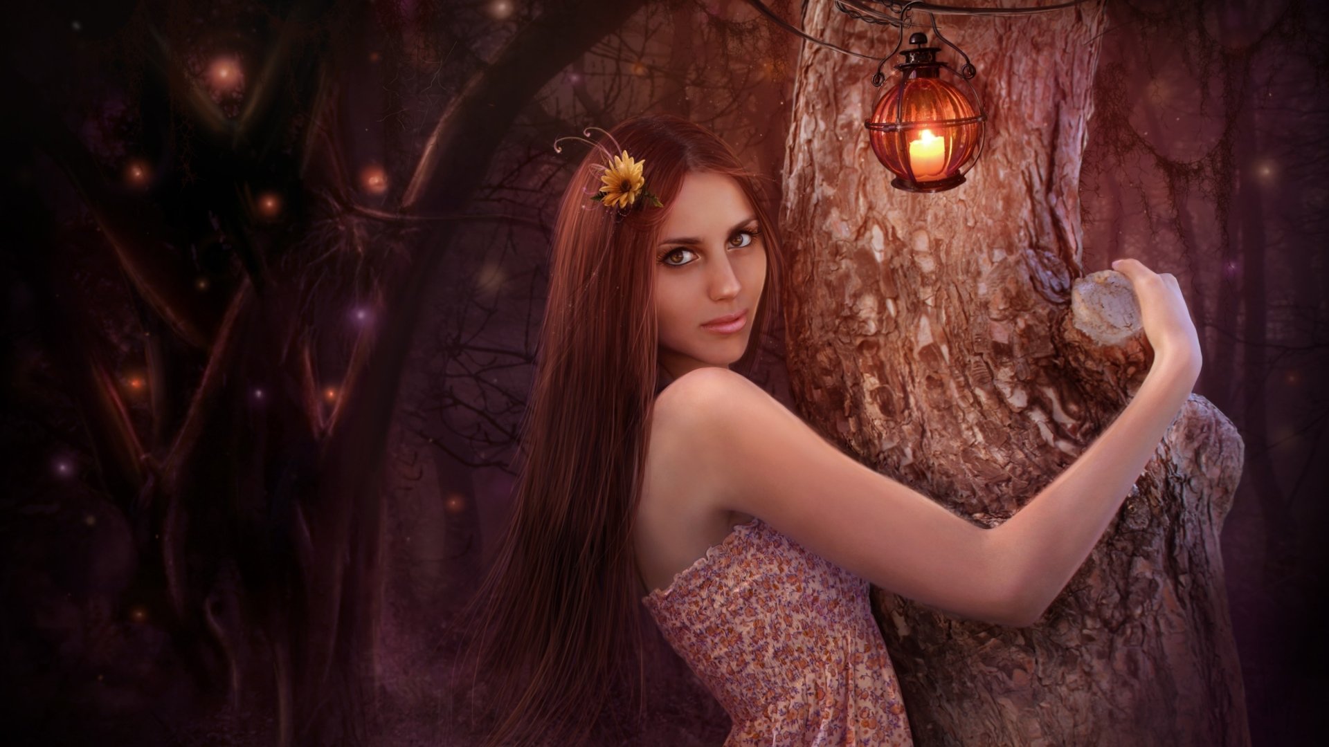 Enchanted Forest Muse: Fantasy Woman HD Wallpaper by HelenKei