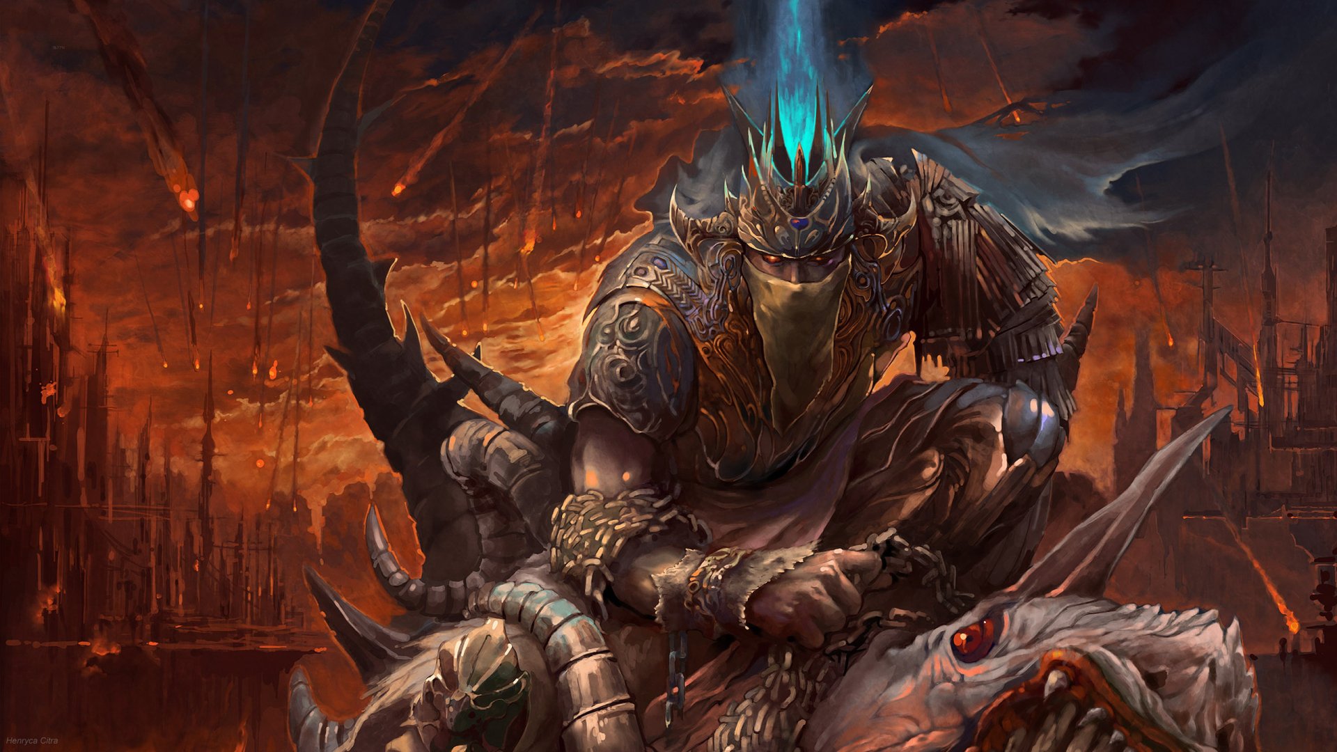 Epic Fantasy Warrior HD Wallpaper: Flamebound Champion of the Dark ...