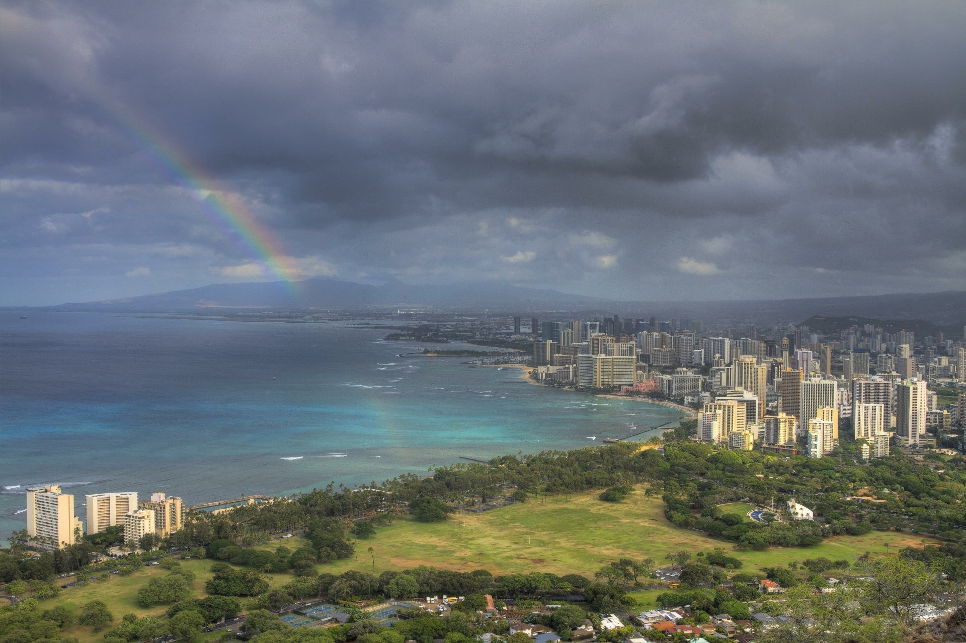 Waikiki Rainbow Skyline — Honolulu, Oahu | 5K Ultra HD Wallpaper by Gee Kay