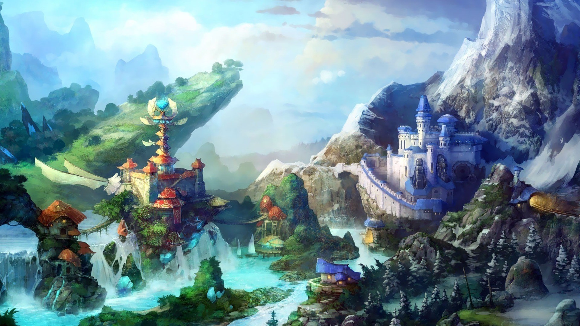 Enchanted Ice Castle Fantasy HD Wallpaper by robokoboto
