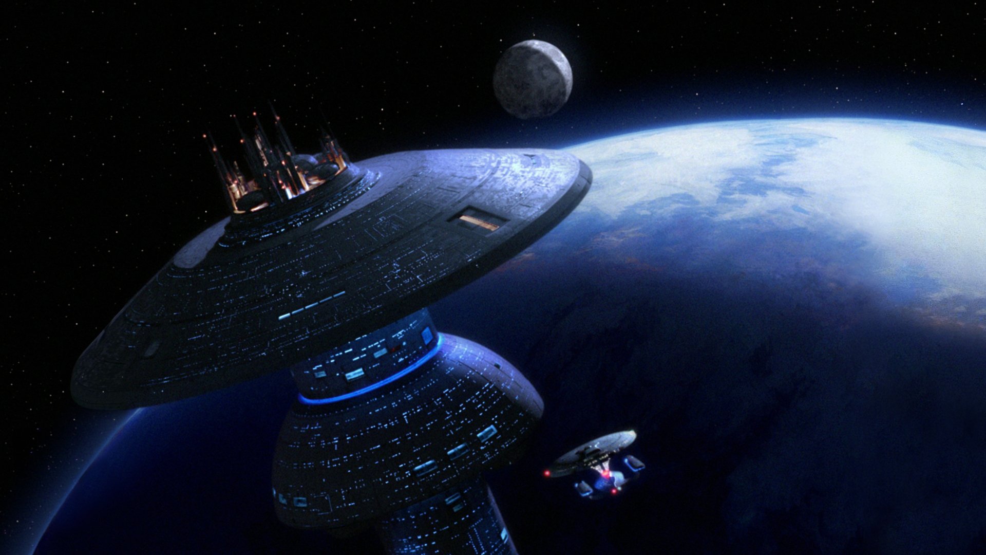 Star Trek: TNG — Orbital Station Over Earth (HD Wallpaper)