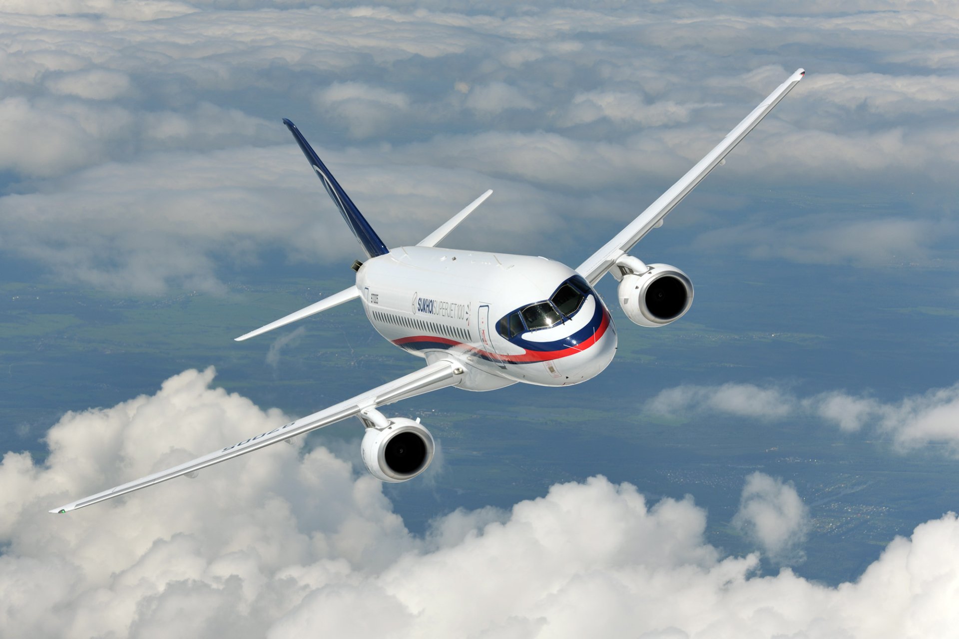 Download Flight Jet Airplane Vehicle Sukhoi SuperJet 100 HD Wallpaper