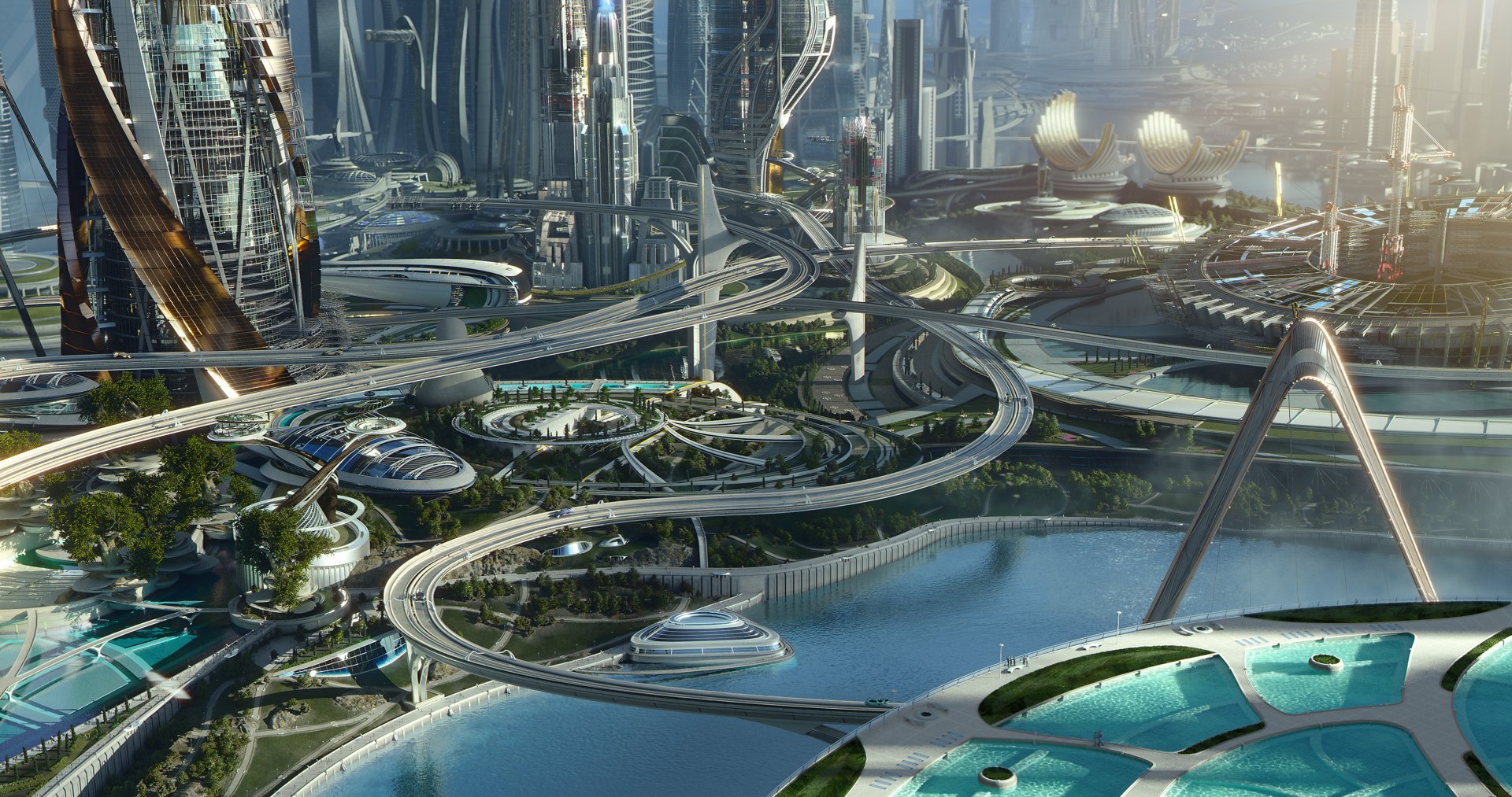 Tomorrowland Futuristic City HD Wallpaper
