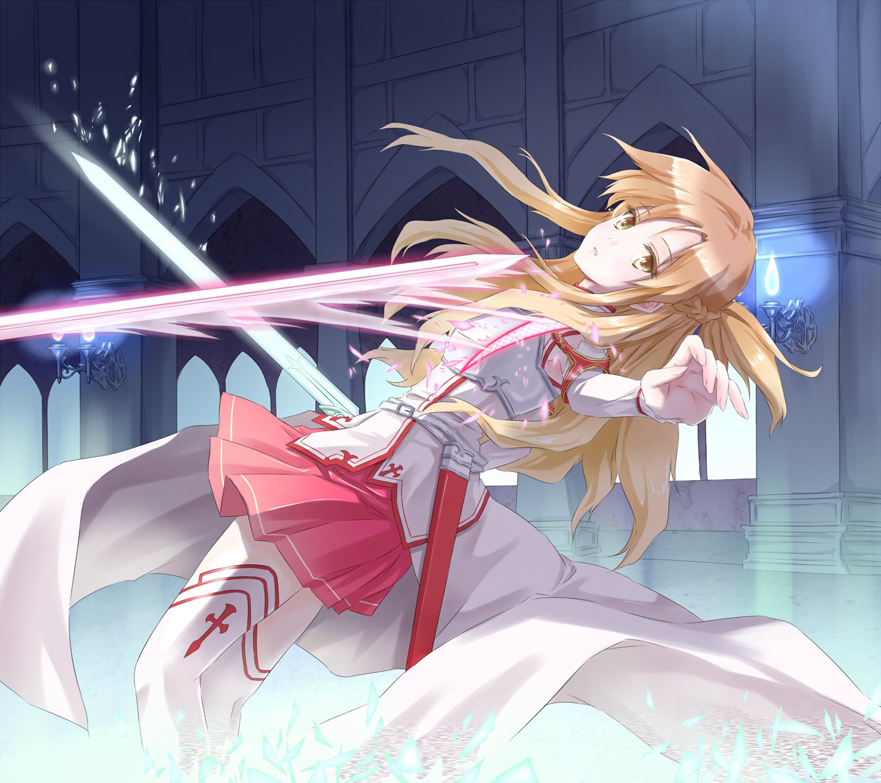 Asuna Yuuki in Action: Stunning HD Wallpaper from Sword Art Online