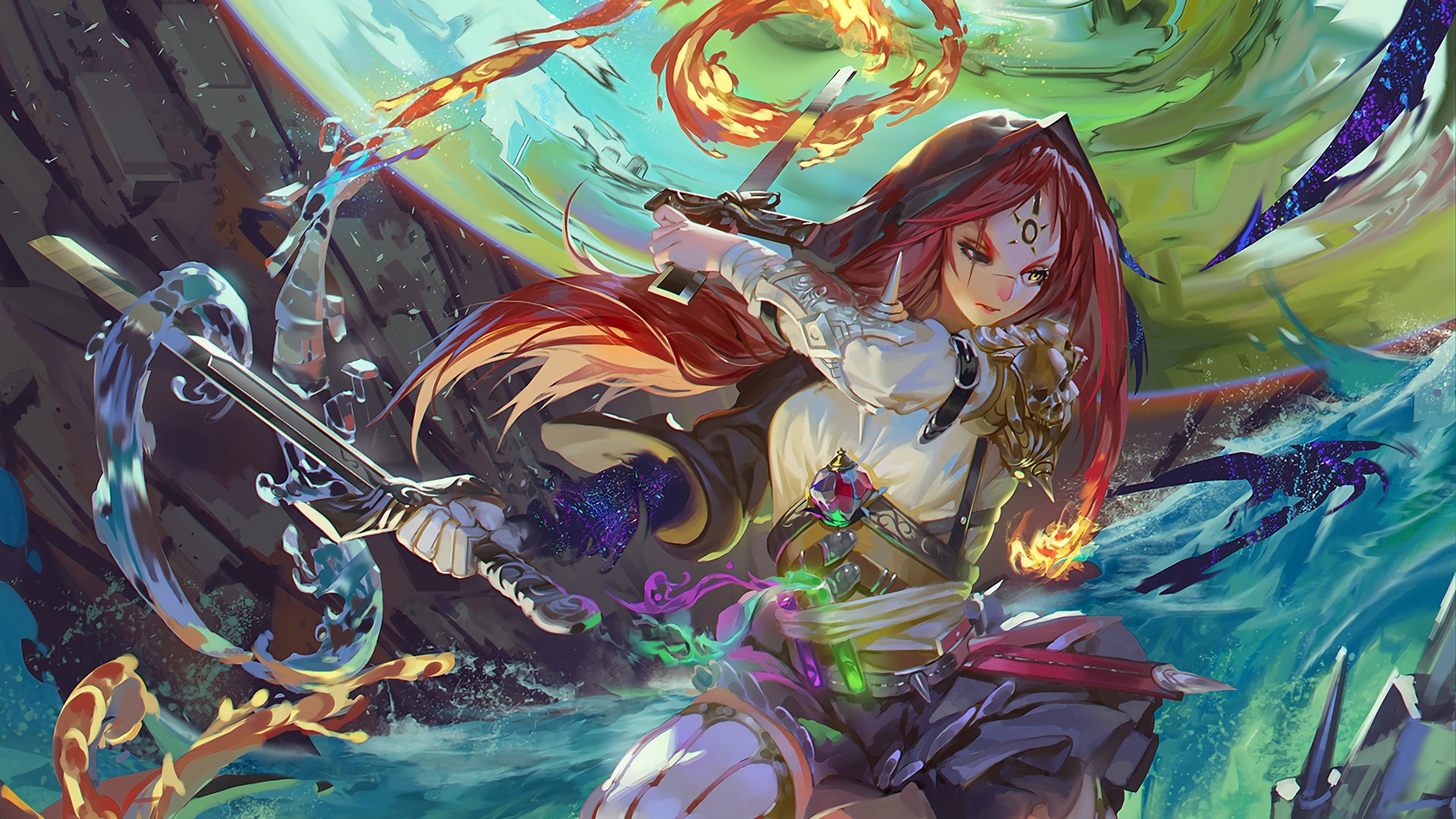 Epic Fantasy Woman Warrior – HD Fantasy Wallpaper by Karasu-san (Pixiv)