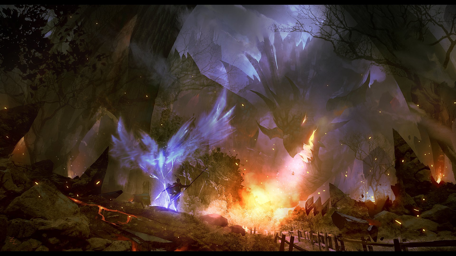 Epic Fantasy Dragon HD Wallpaper: Shadows of the Fireborn by Zudarts Lee