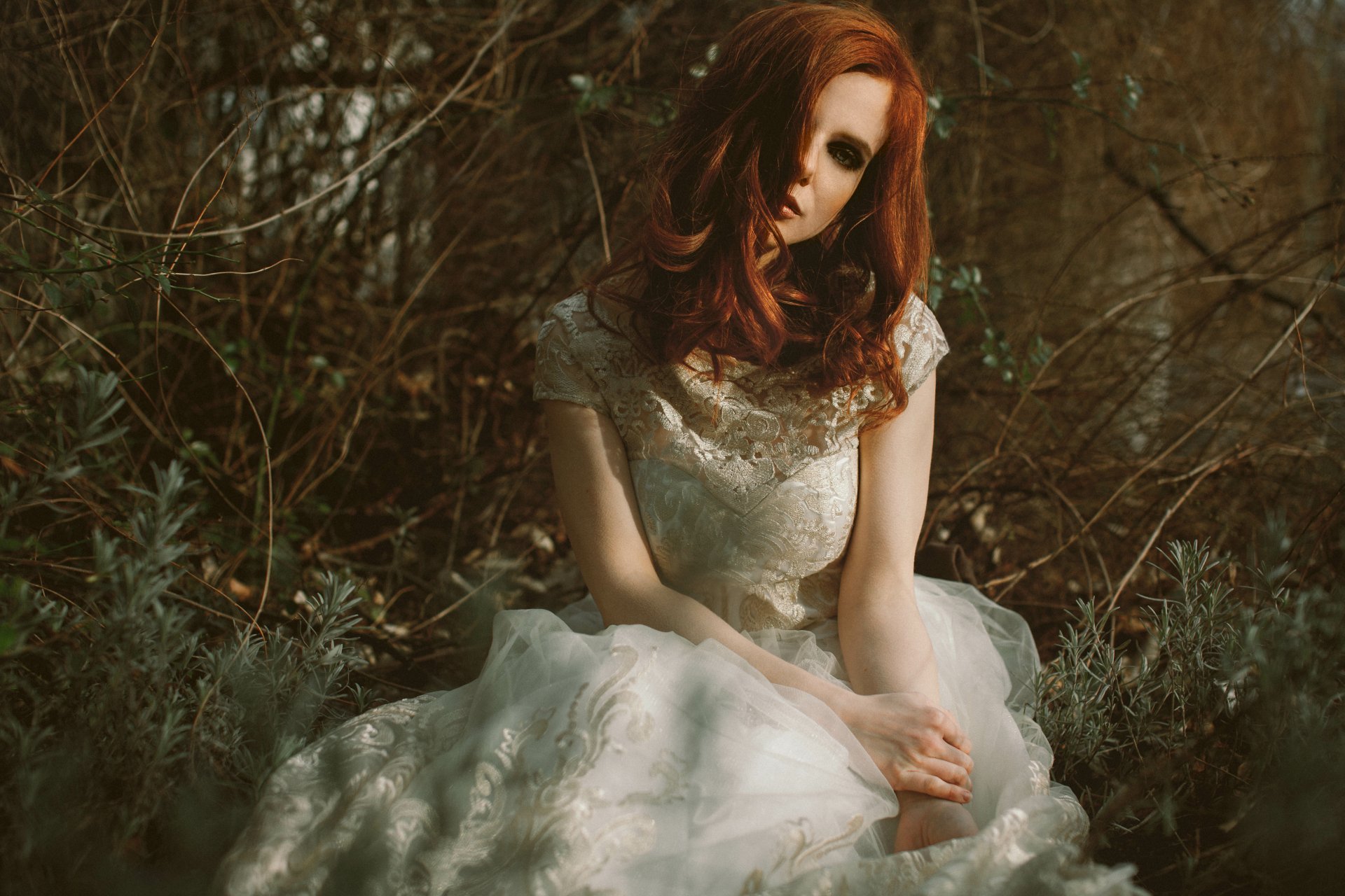 Ethereal Redhead Bride in Stunning Bridal Gown – 4K Outdoor Portrait by ...