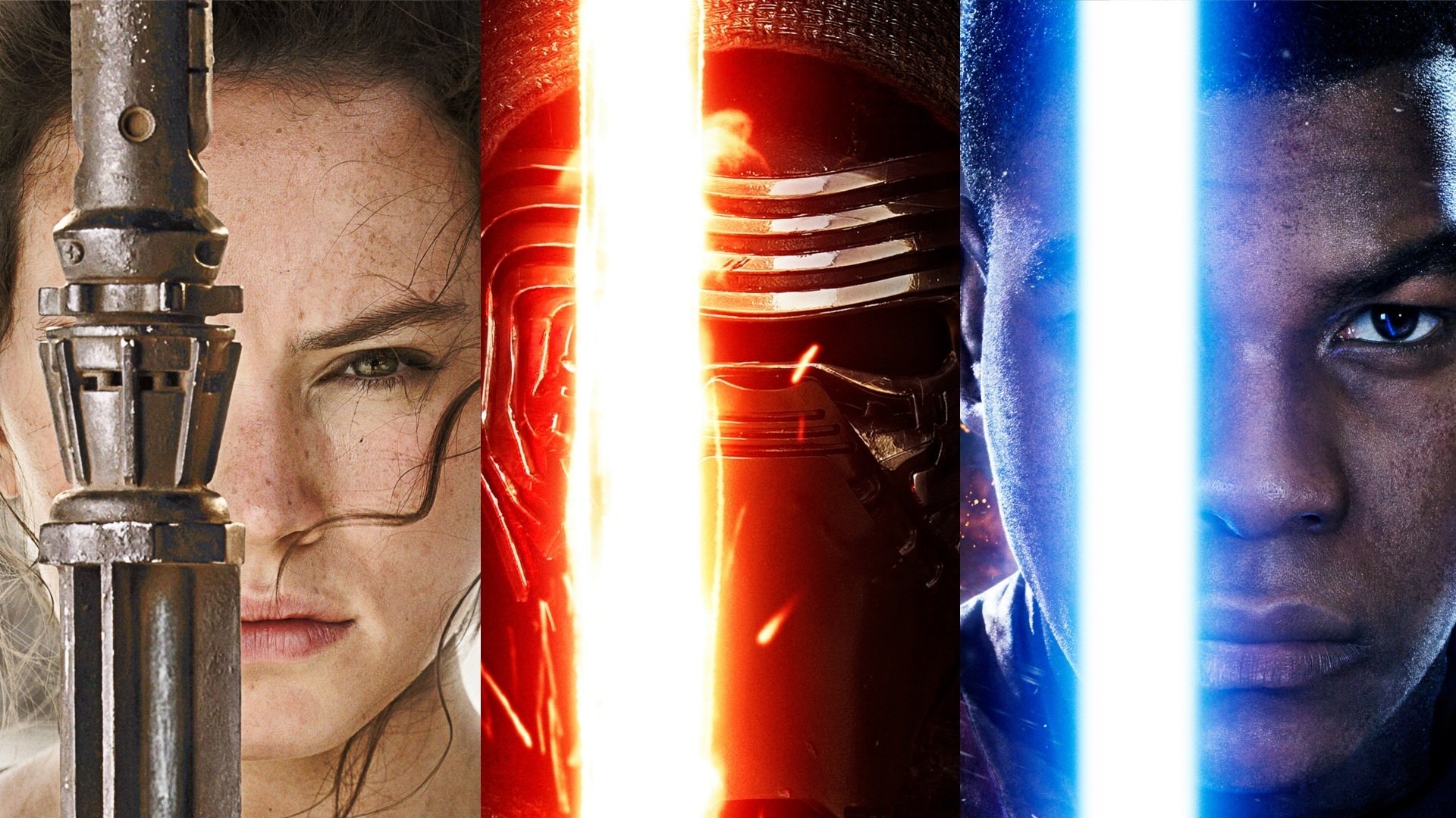 Star Wars Episode VII HD Wallpaper: Rey, Kylo Ren, and Finn Unite