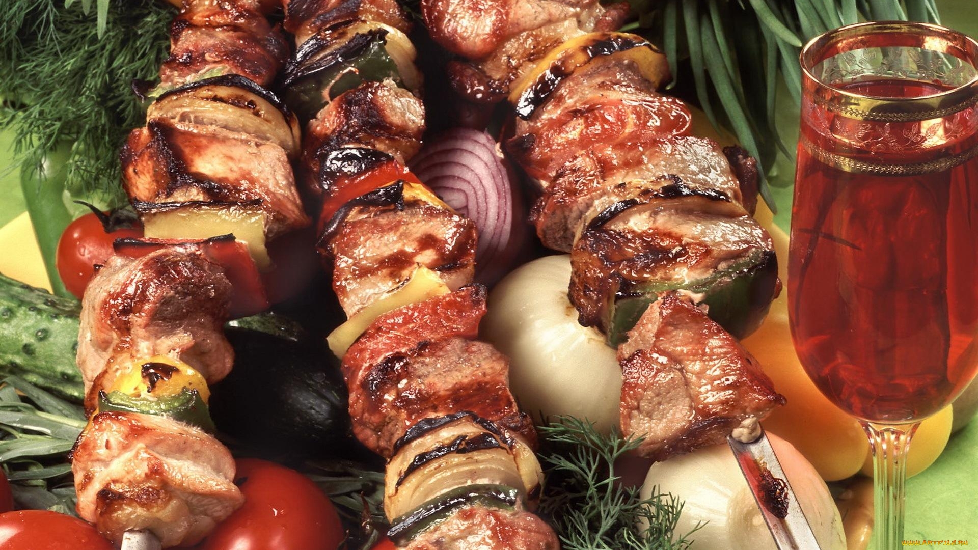 Download Meat Shashlik Food Barbecue HD Wallpaper