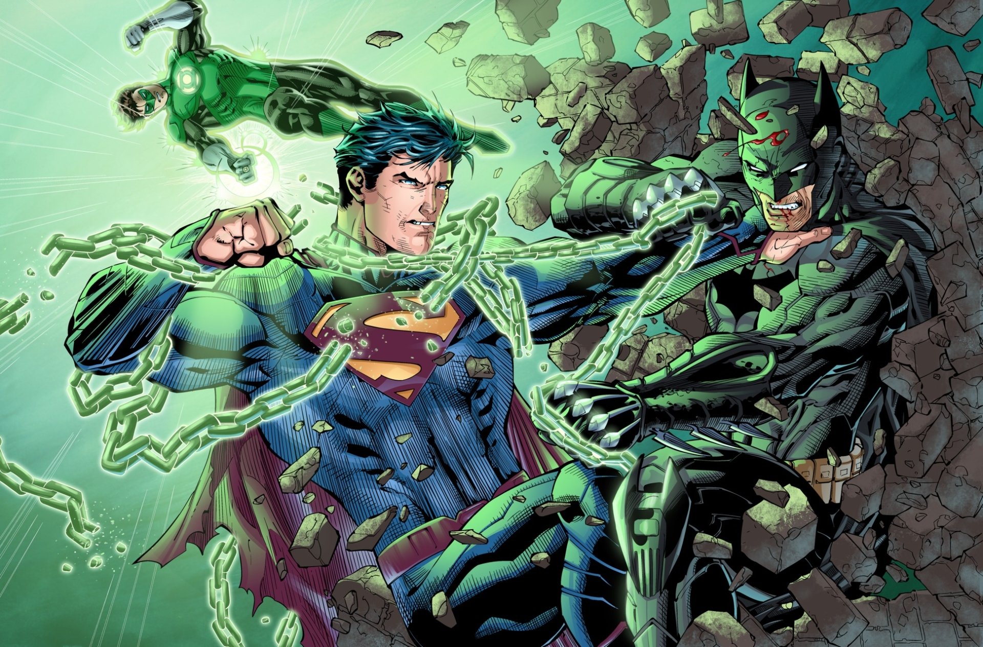Epic DC Heroes Clash: Batman, Superman & Green Lantern HD Wallpaper ...