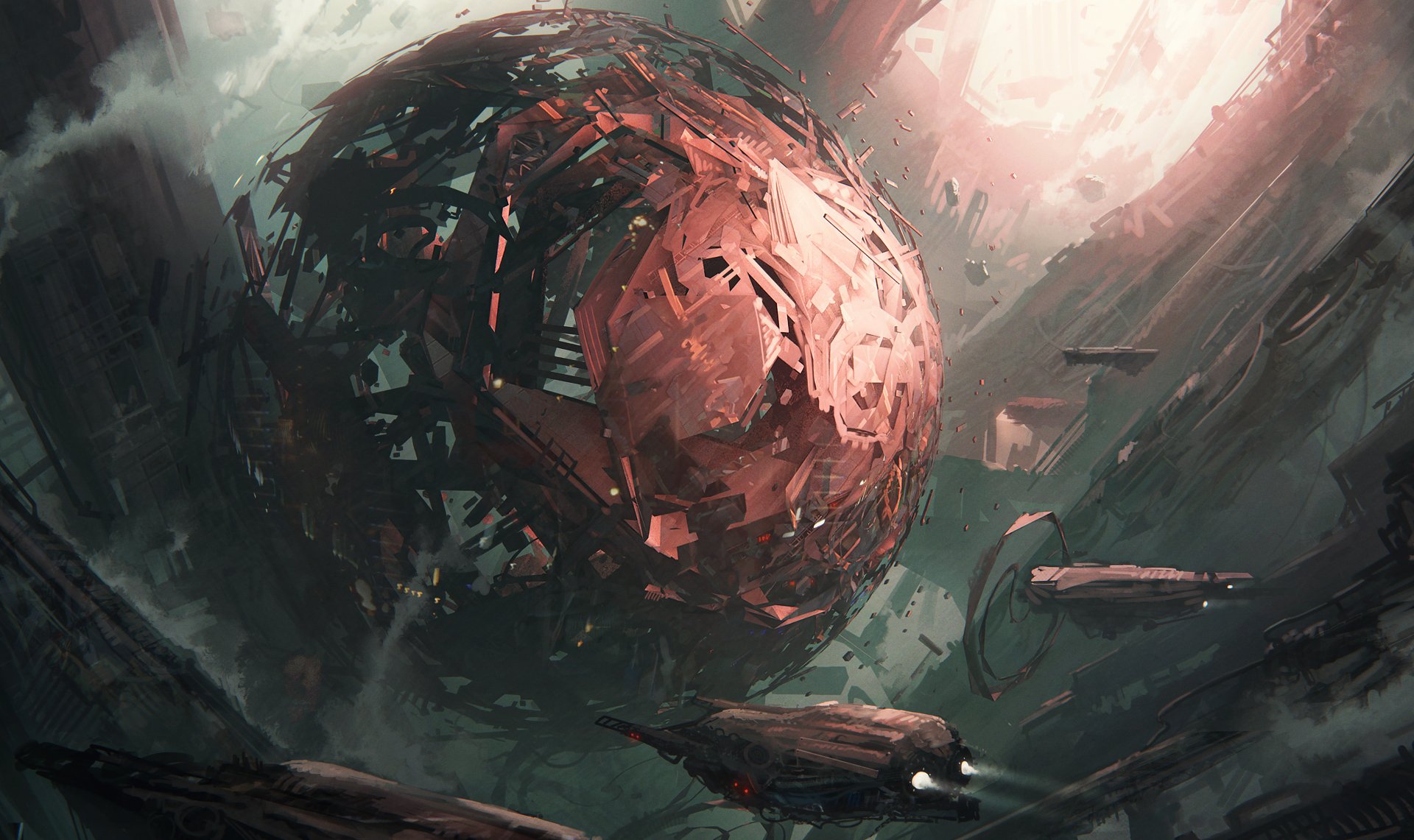 Futuristic Spaceship Structure - 4K Ultra HD Sci-Fi Wallpaper by Leon ...