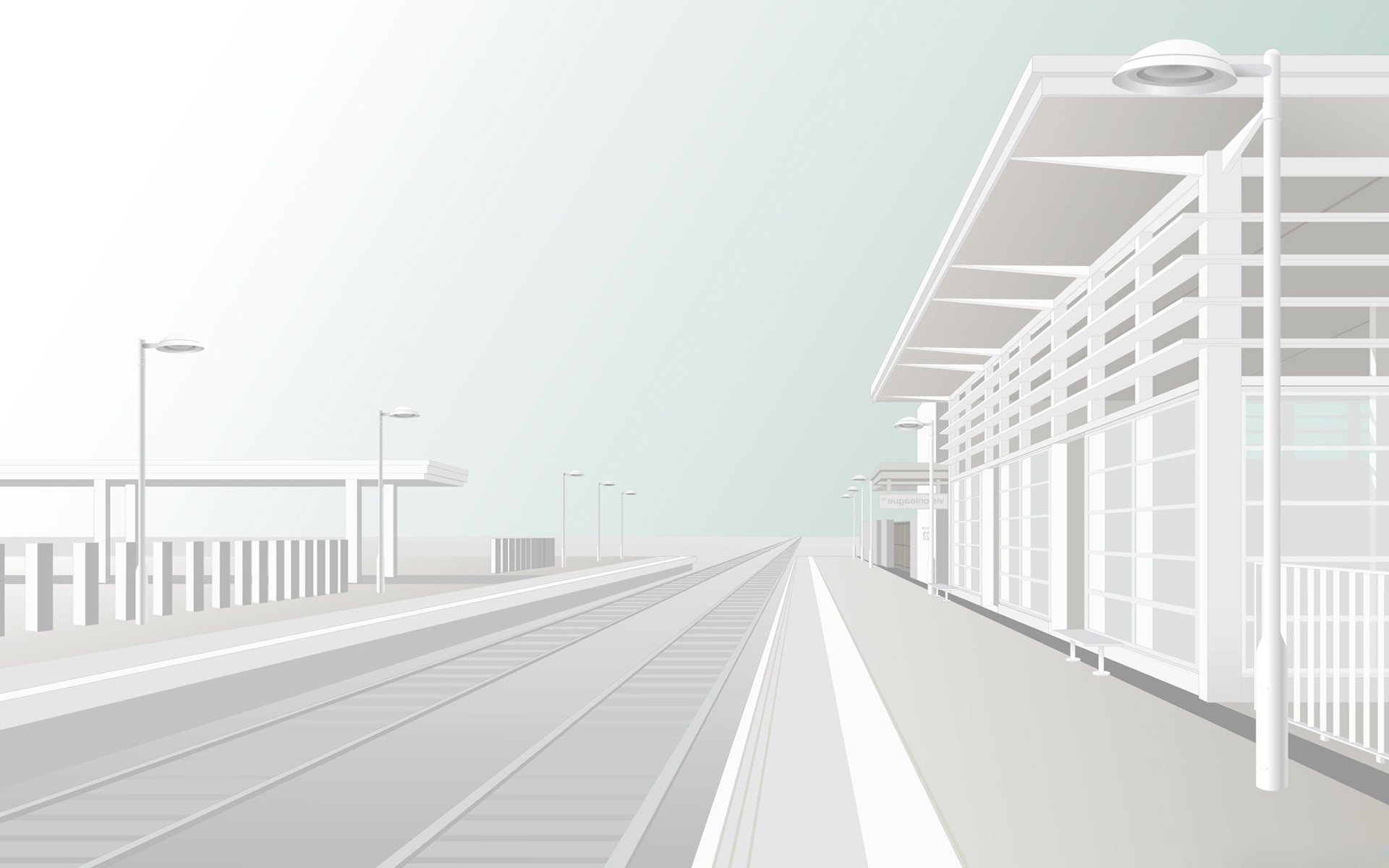 HD Minimalist Railroad Station – Man-Made Modern Transport Hub ...